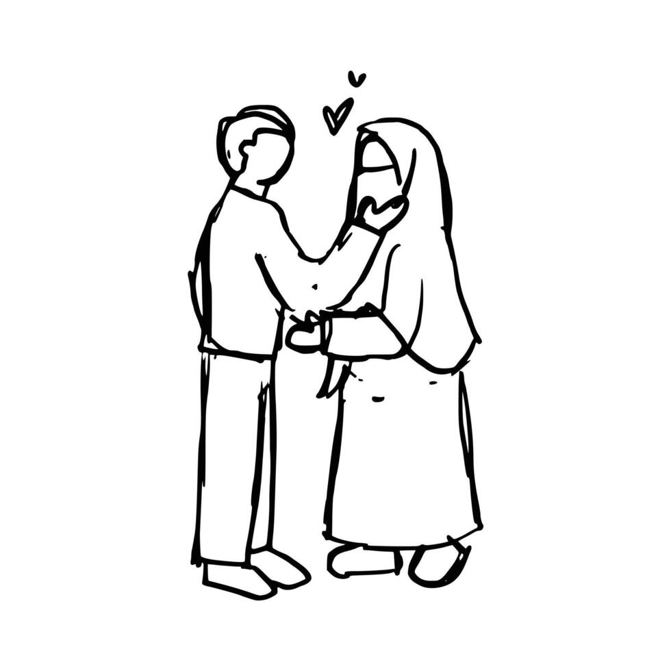 Doodle Romantic Muslim Couple Cartoon 42901189 Vector Art at Vecteezy