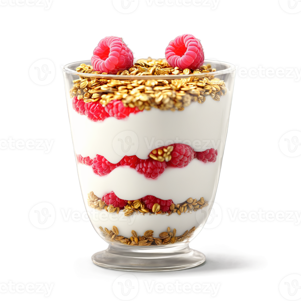 Breakfast Yogurt Parfait With Layers Of Greek Yogurt Granola And Fresh Raspberries 42901790 Png