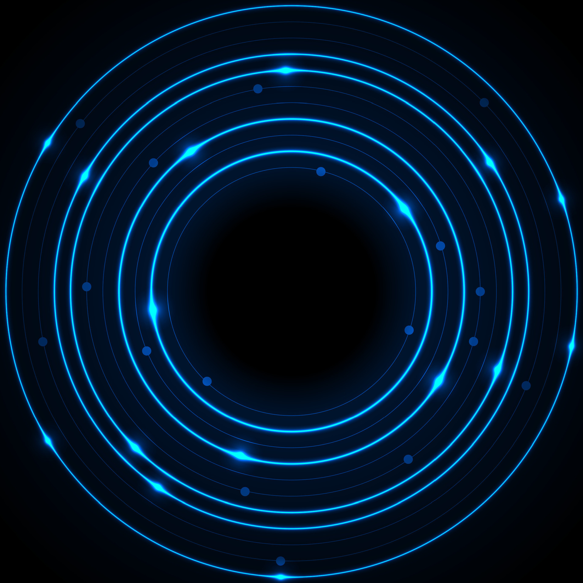 Abstract Neon Blue Circles With Circuit Board Lines Technology Background 42971009 Vector Art At
