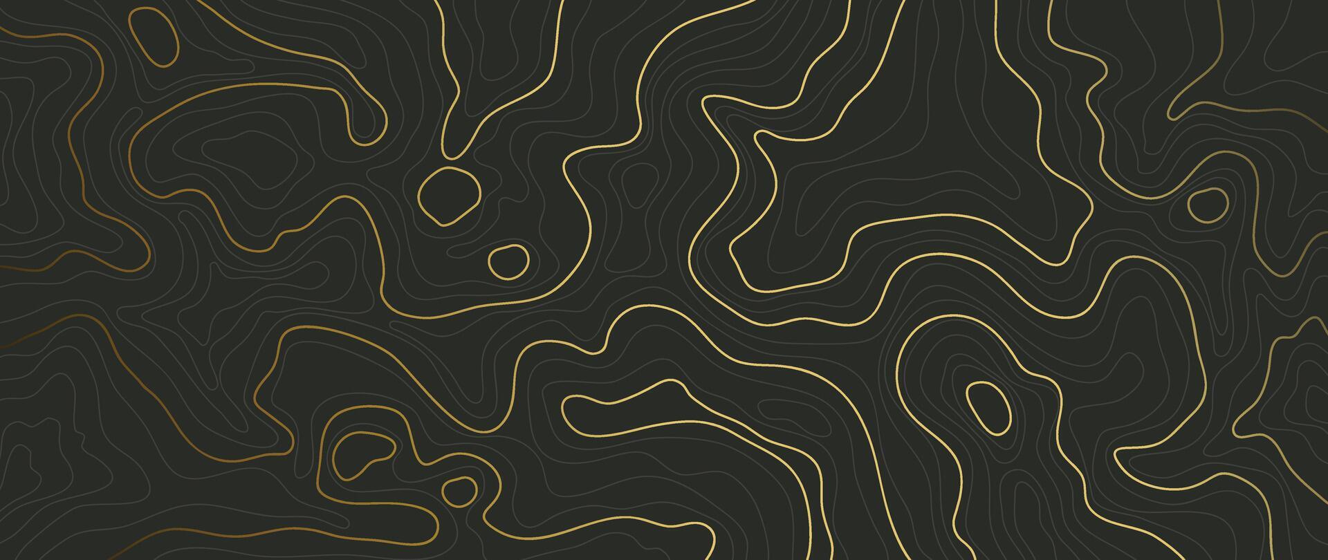 Luxury gold abstract line art background . Mountain topographic terrain map background with gold ...