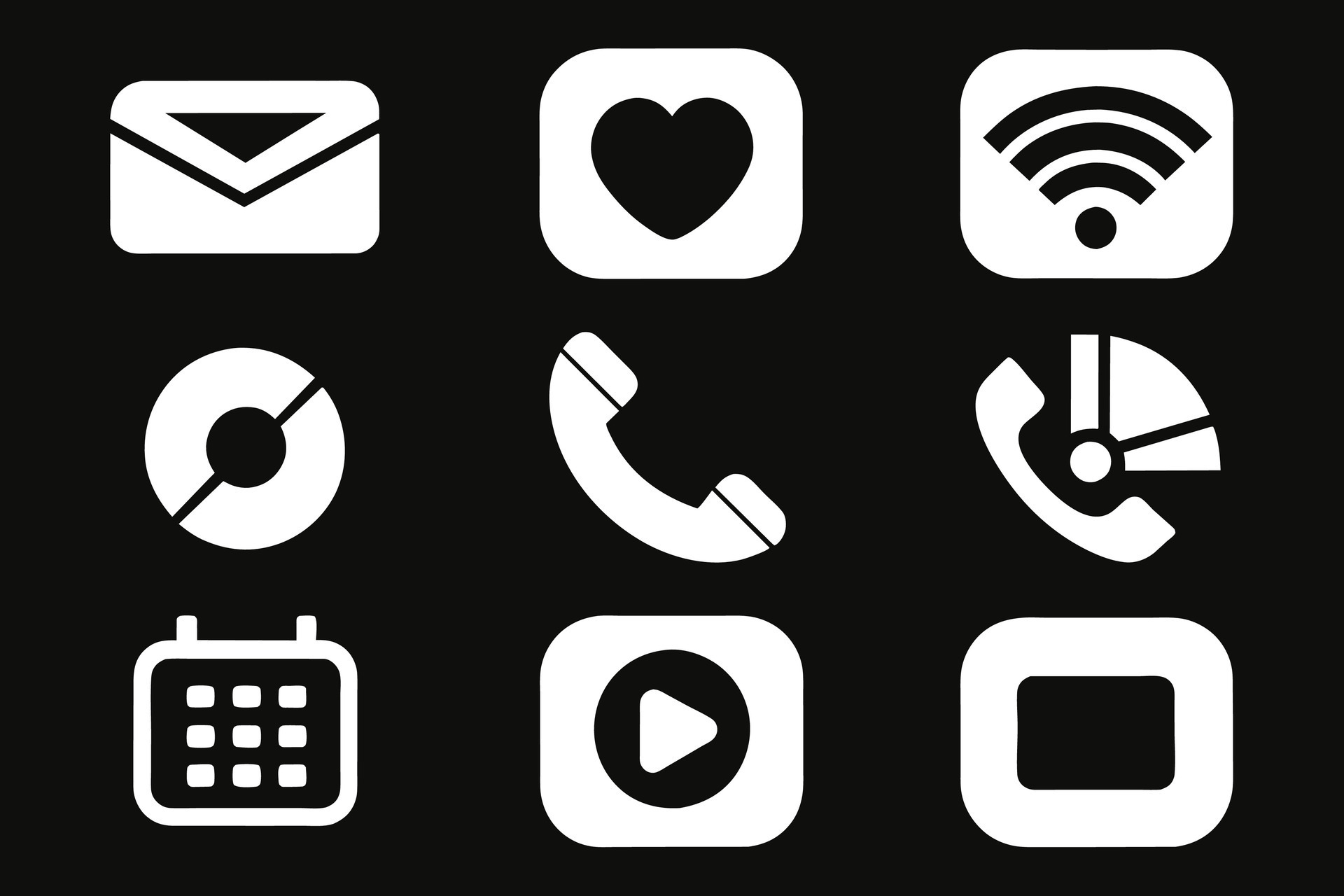 Phone icon collection. Simple black and white telephone call symbol ...