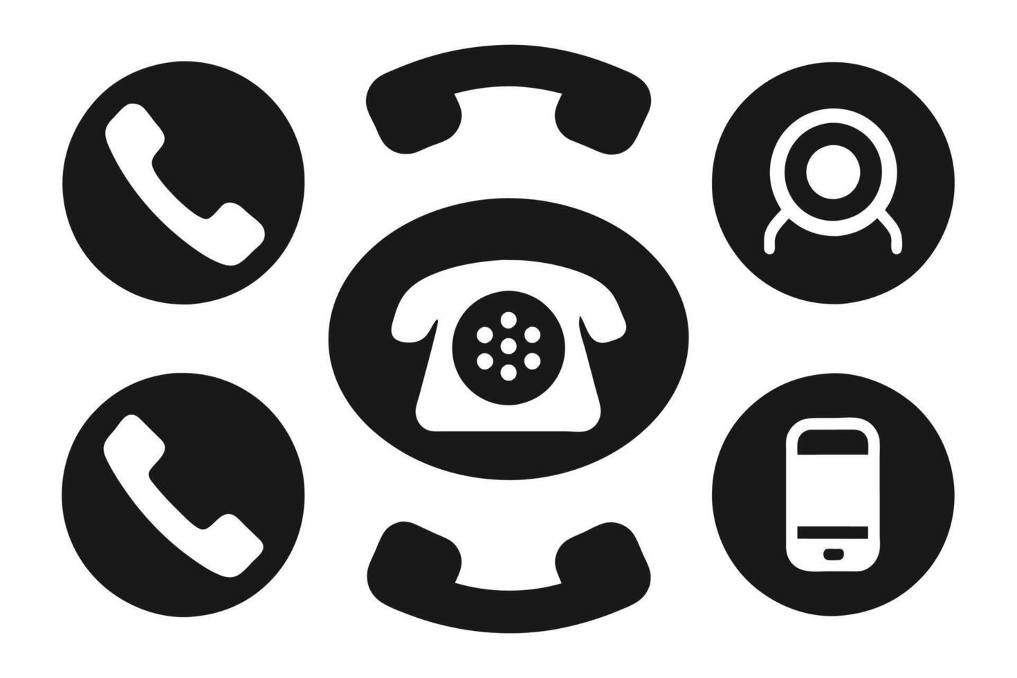 Phone icon collection. Simple black and white telephone call symbol ...