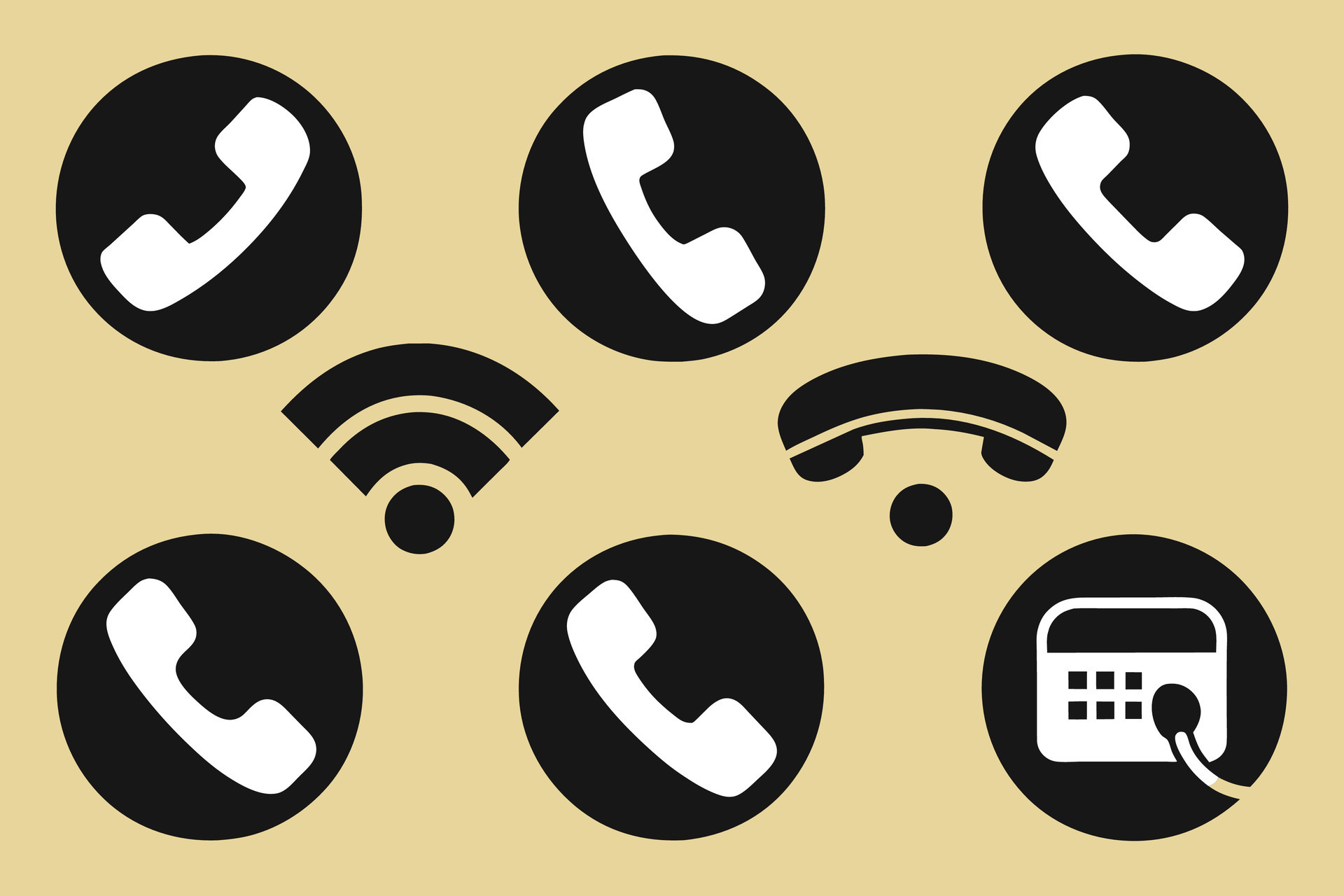 Phone icon collection. Simple black and white telephone call symbol ...