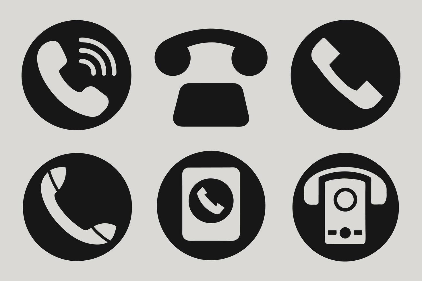 Phone icon collection. Simple black and white telephone call symbol ...