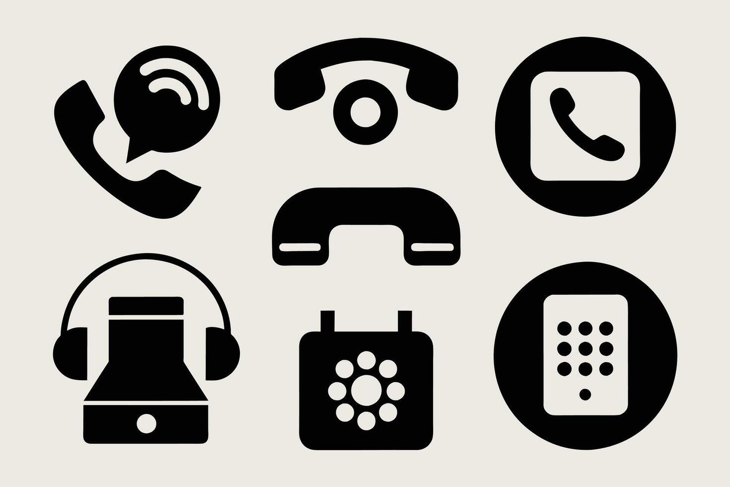 Phone icon collection. Simple black and white telephone call symbol ...
