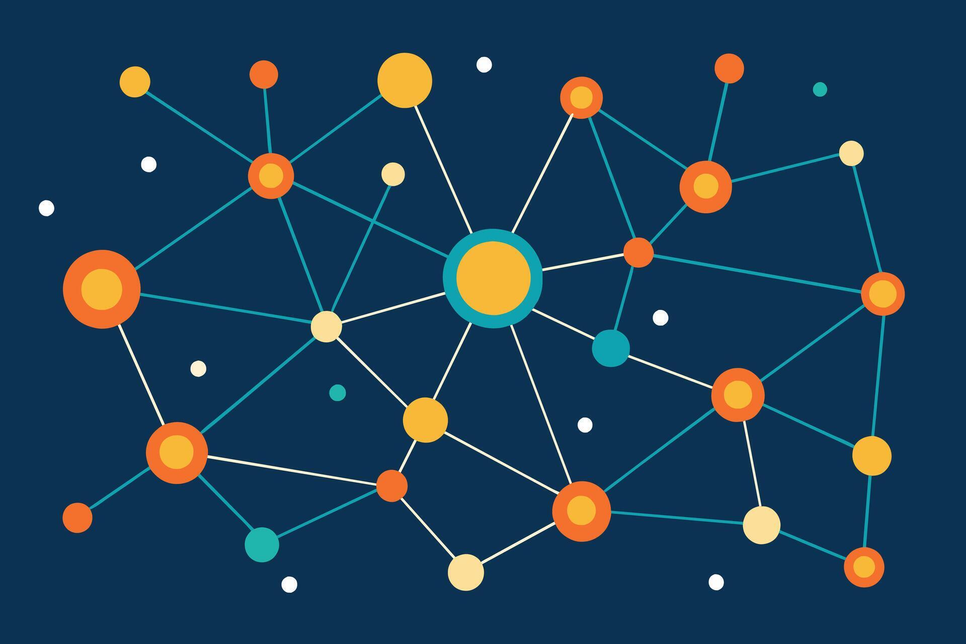 Abstract background with connecting dots and lines. Technology graphic design and network ...