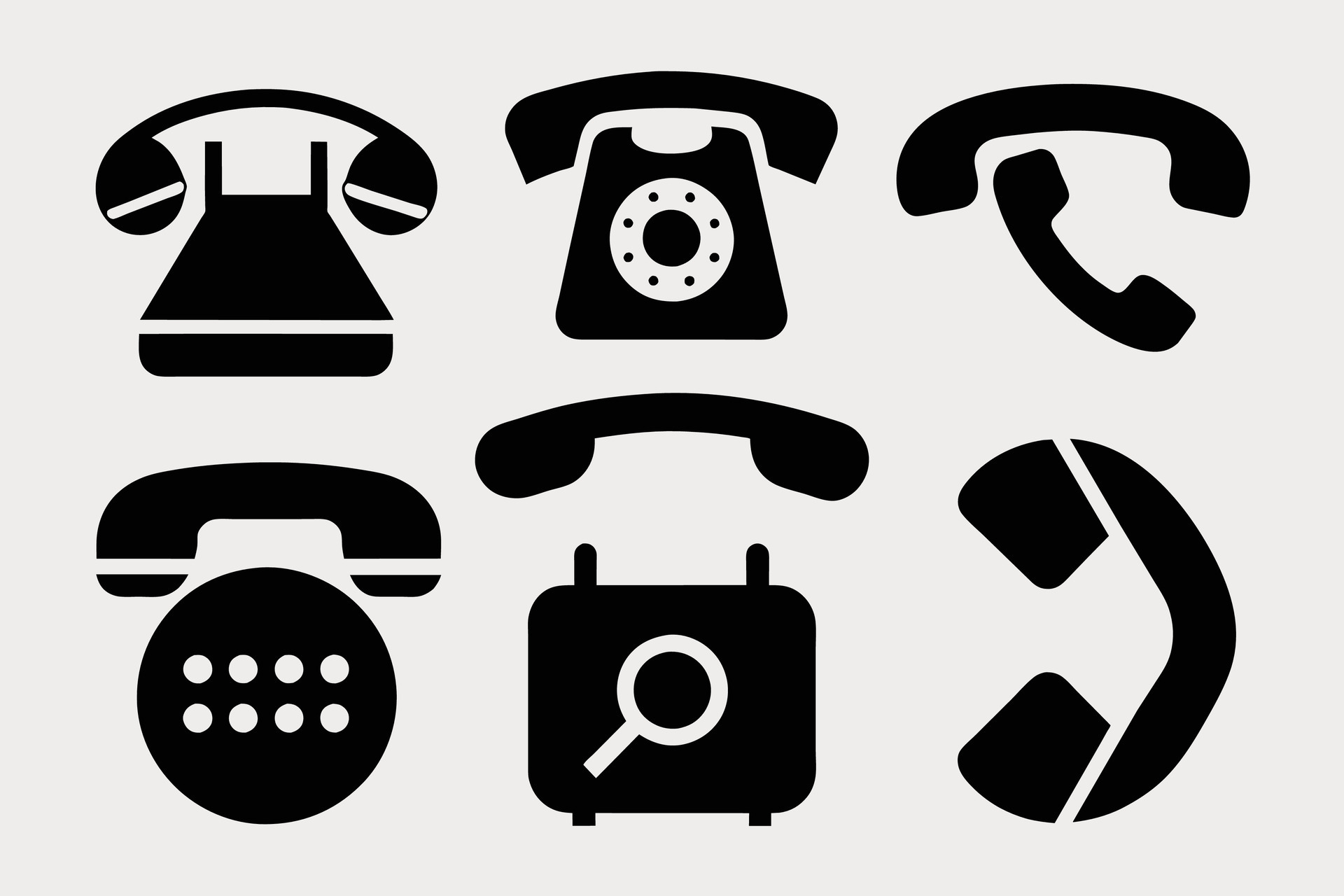 Phone icon collection. Simple black and white telephone call symbol ...