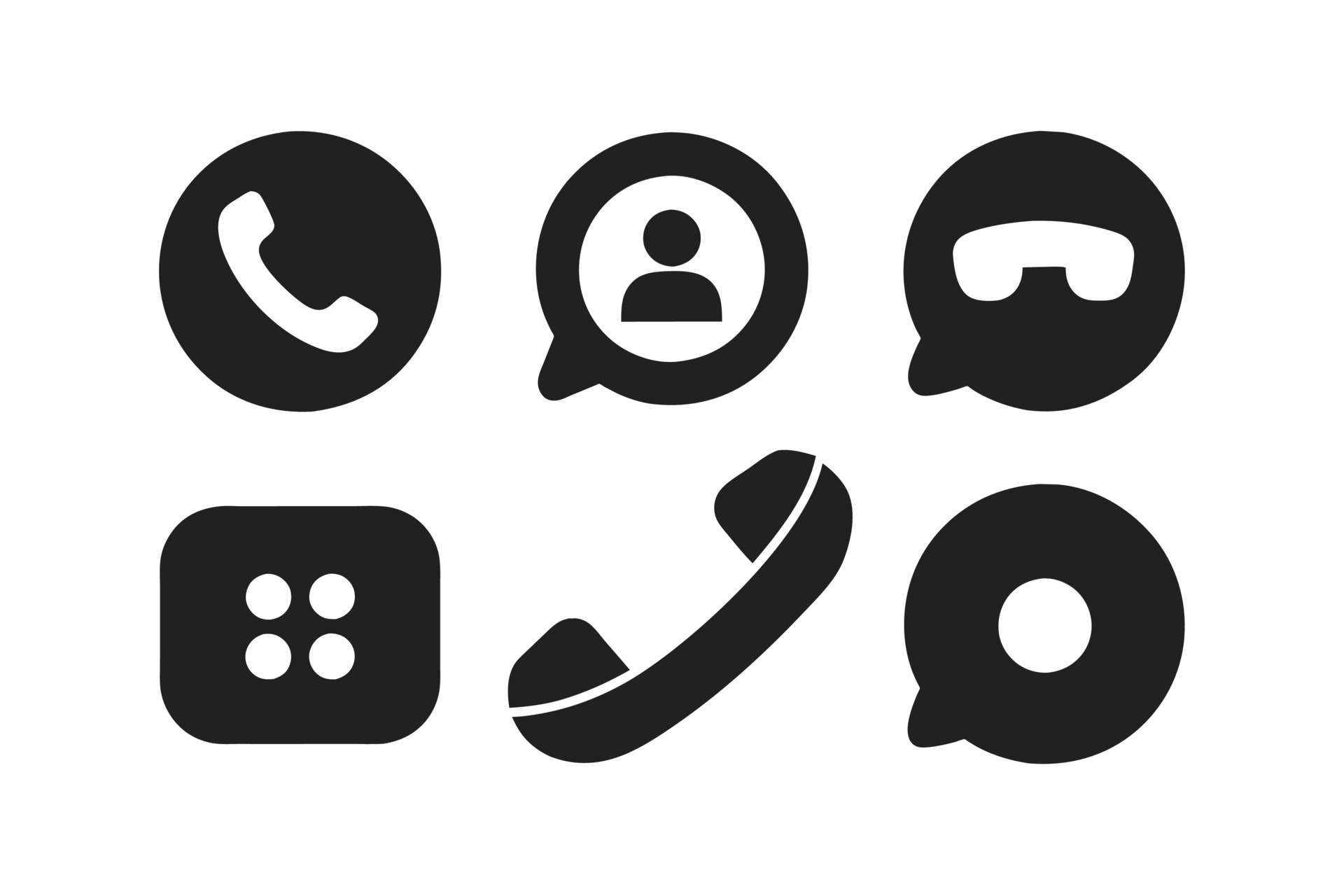 Phone icon collection. Simple black and white telephone call symbol ...