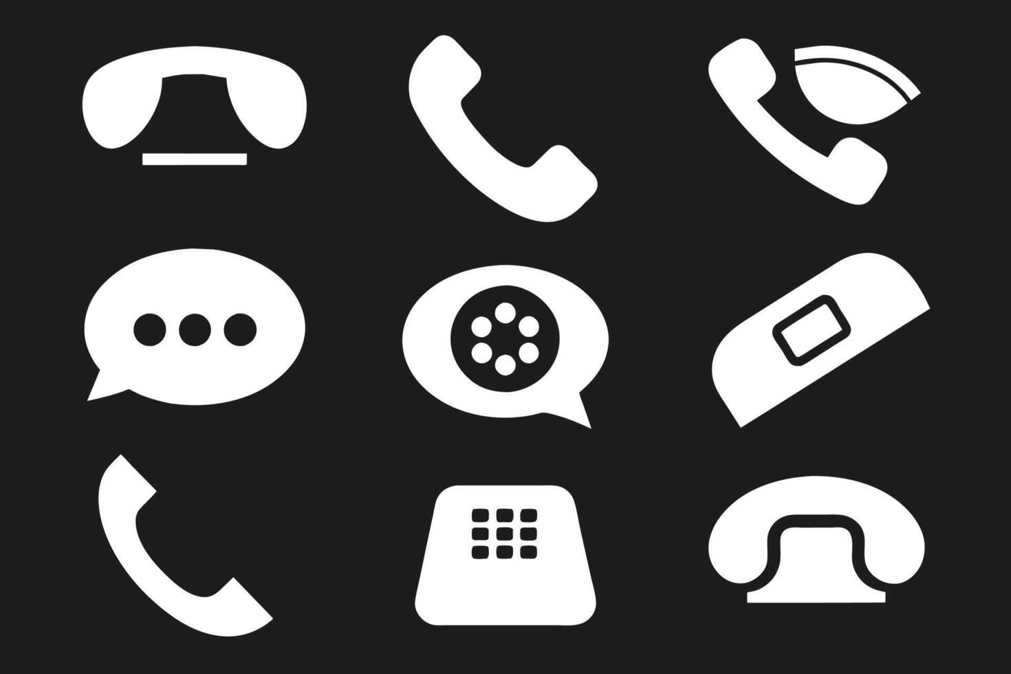 Phone icon collection. Simple black and white telephone call symbol ...