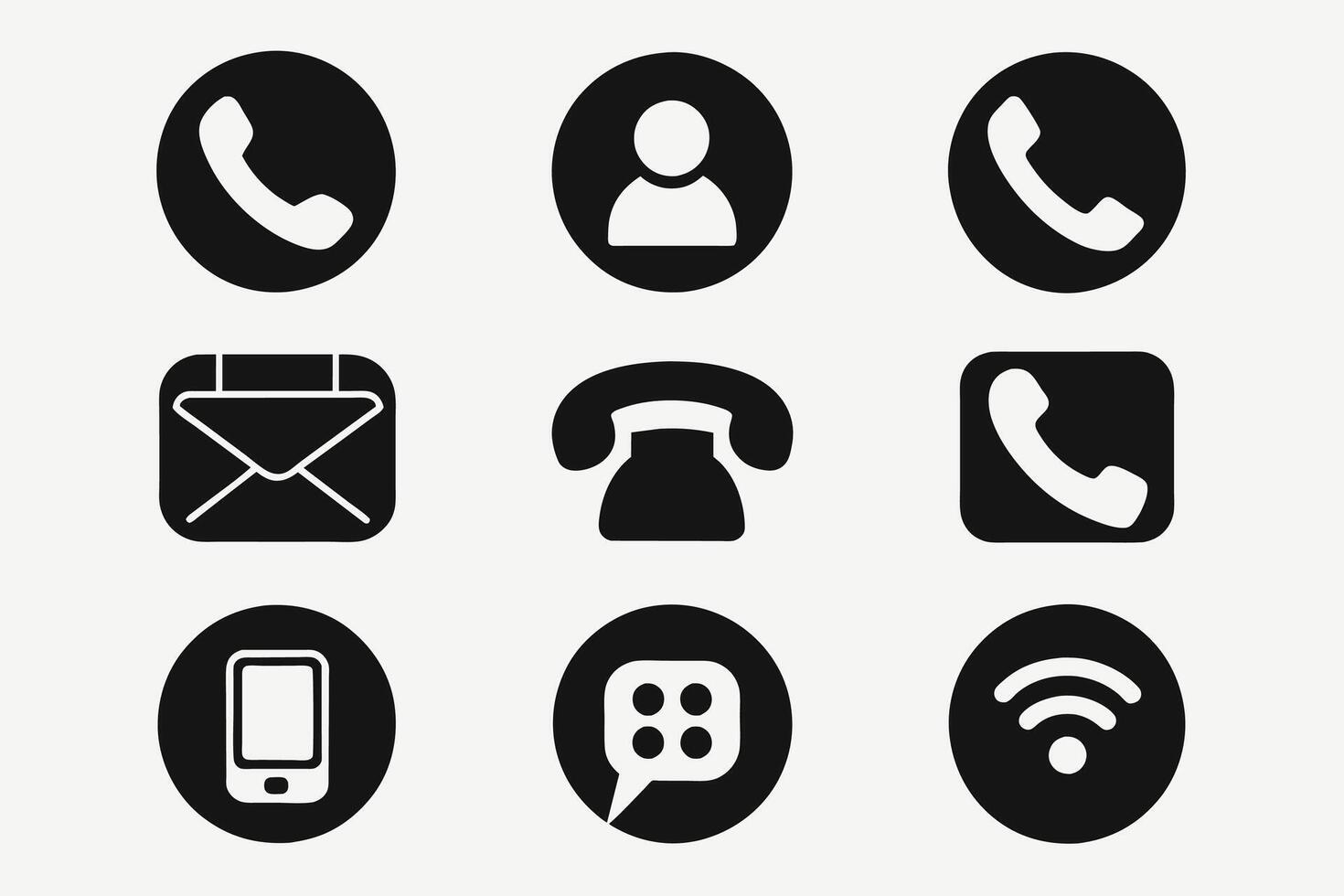 Phone icon collection. Simple black and white telephone call symbol ...