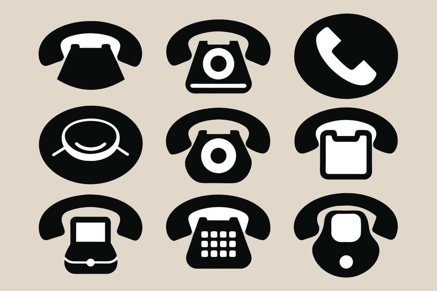 Phone icon collection. Simple black and white telephone call symbol ...