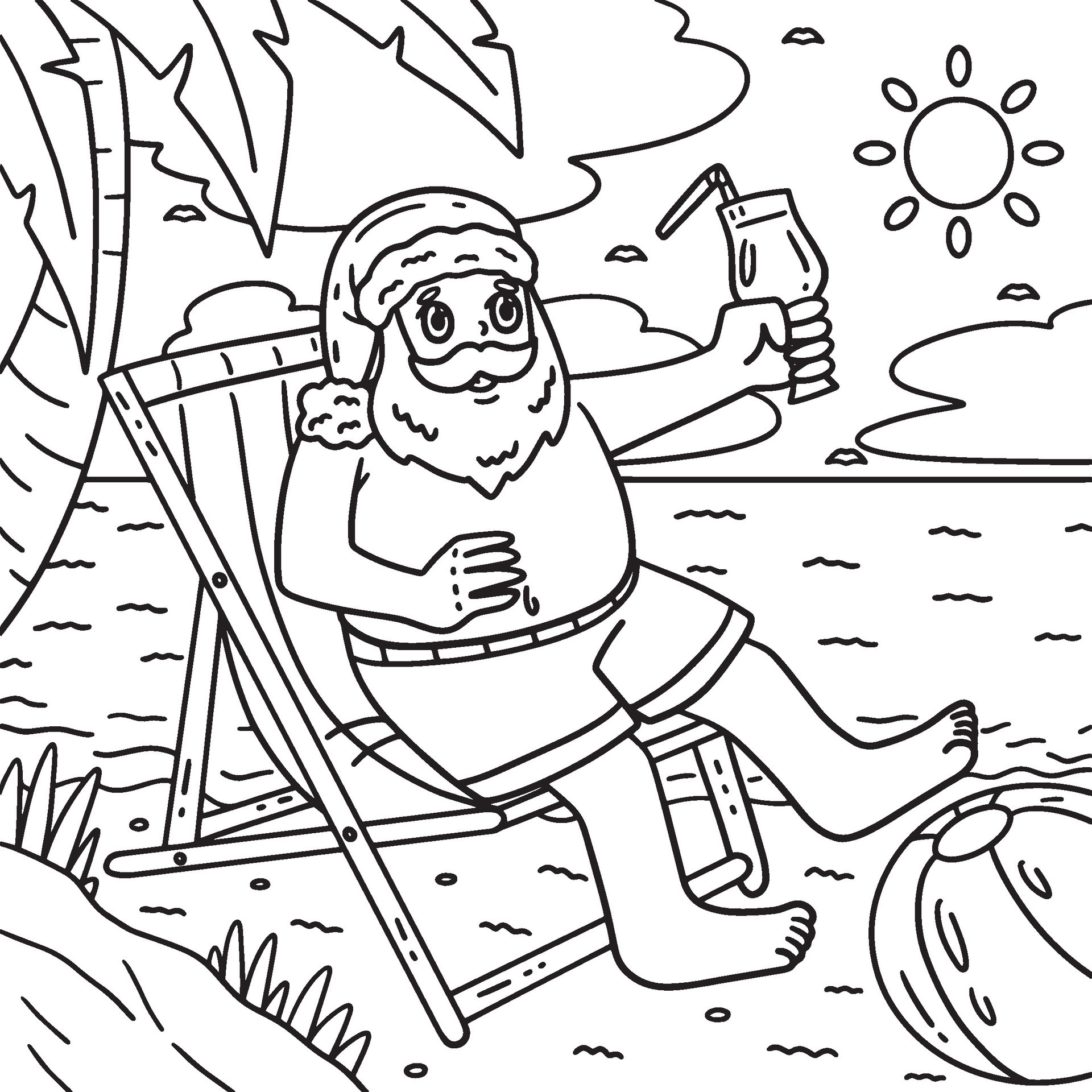 Christmas in July Santa Sunbathing Coloring 42976753 Vector Art at Vecteezy