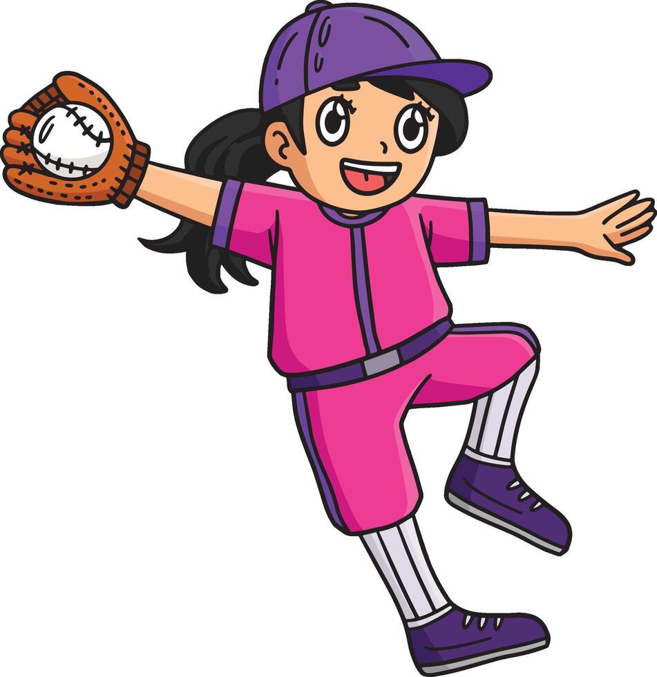 niña atrapando béisbol dibujos animados de colores clipart 42977546 Vector en Vecteezy