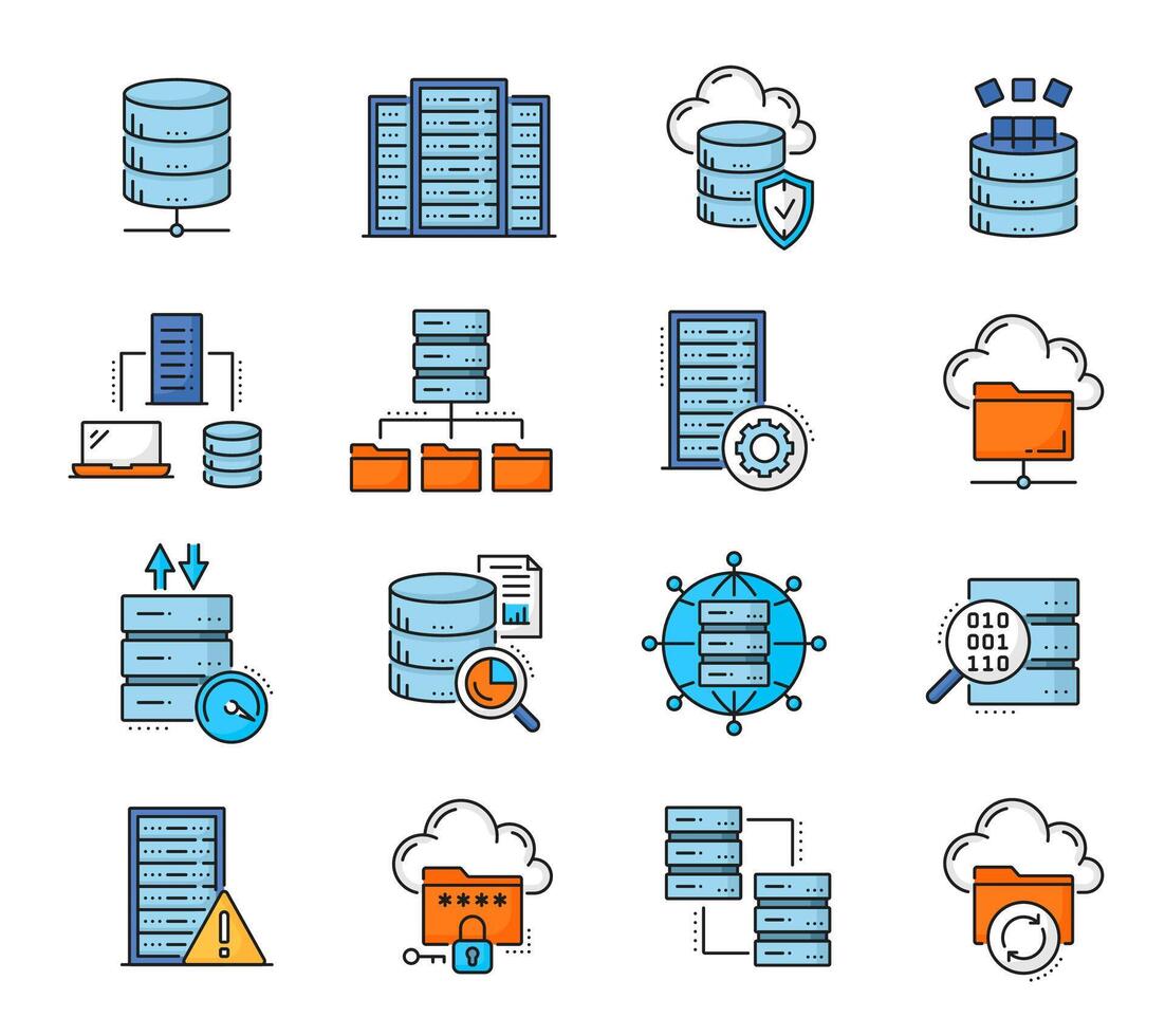 Color Database Network Server Cloud Storage Icons 43019357 Vector Art