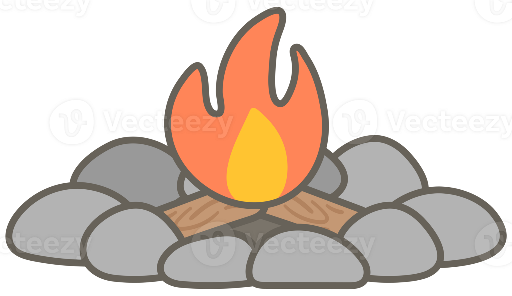 Cute Hand Drawn Kawaii Summer Camping Picnic Set Bonfire 43029733 Png