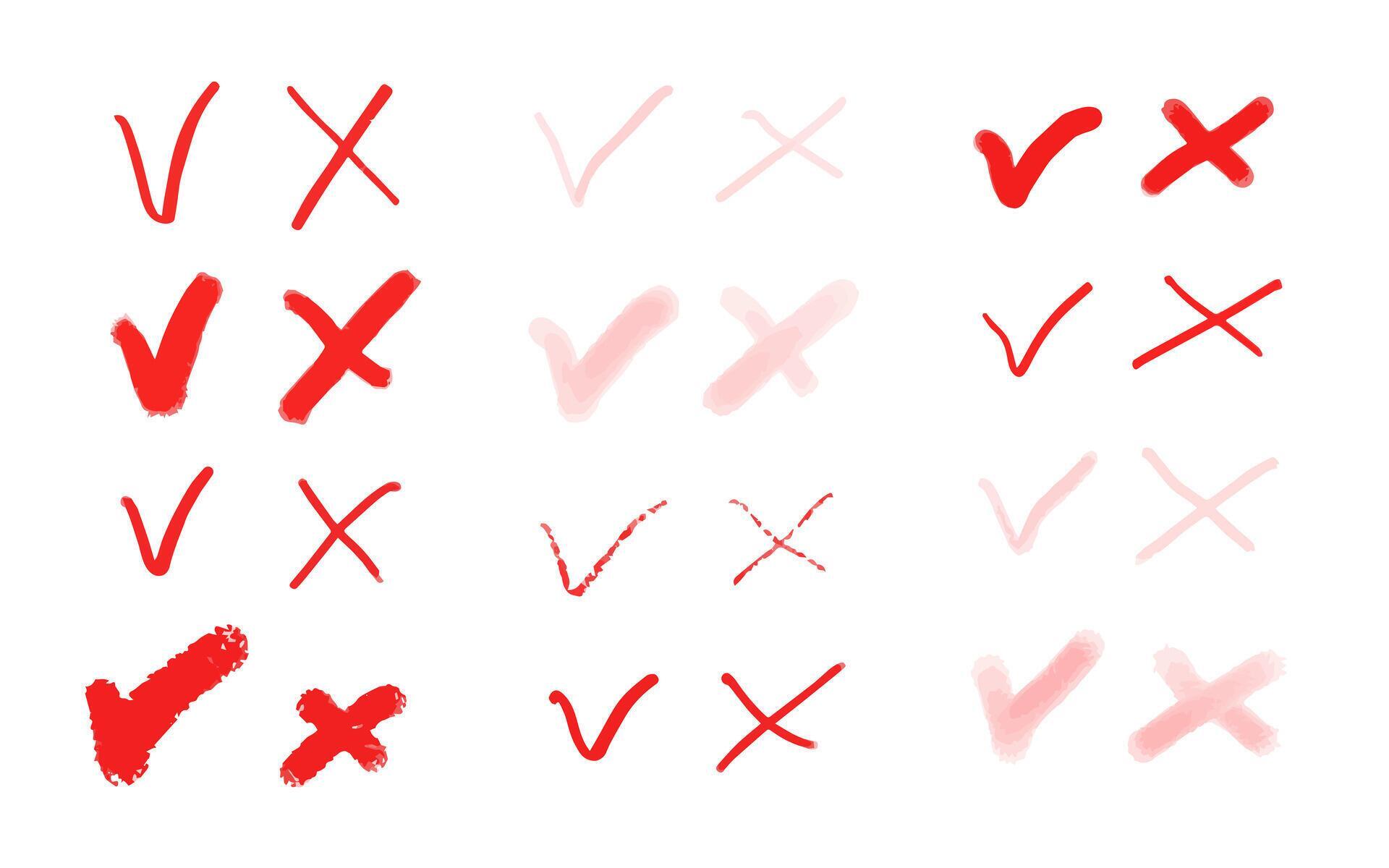Marker Drawing Checkbox Red Sketch Isolated Hand Drawn Brush Stroke Highlights Select V Marks