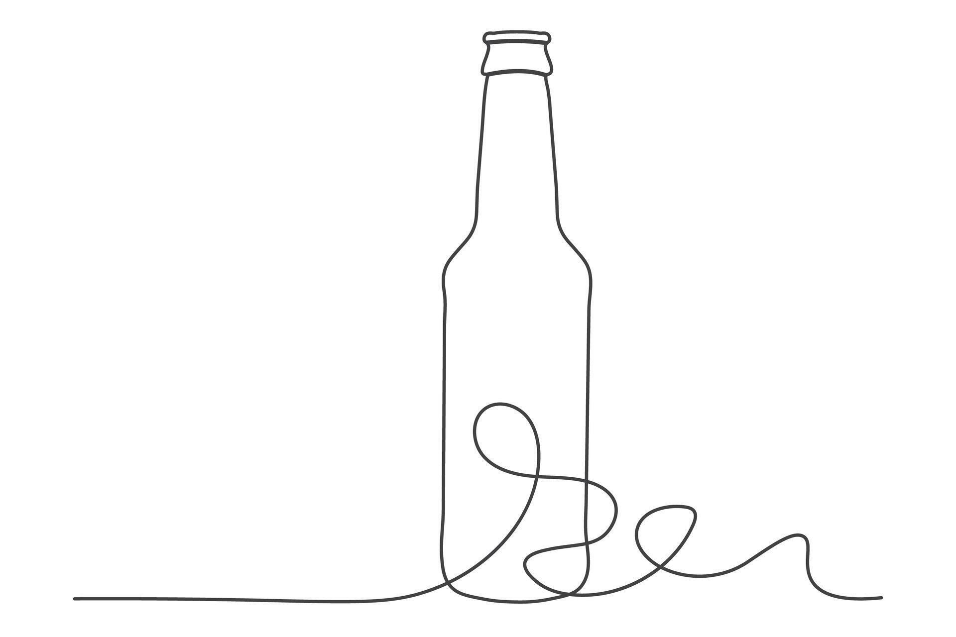 Hand Drawn Abstract Wine Bottle Illustration Minimal Design Elements