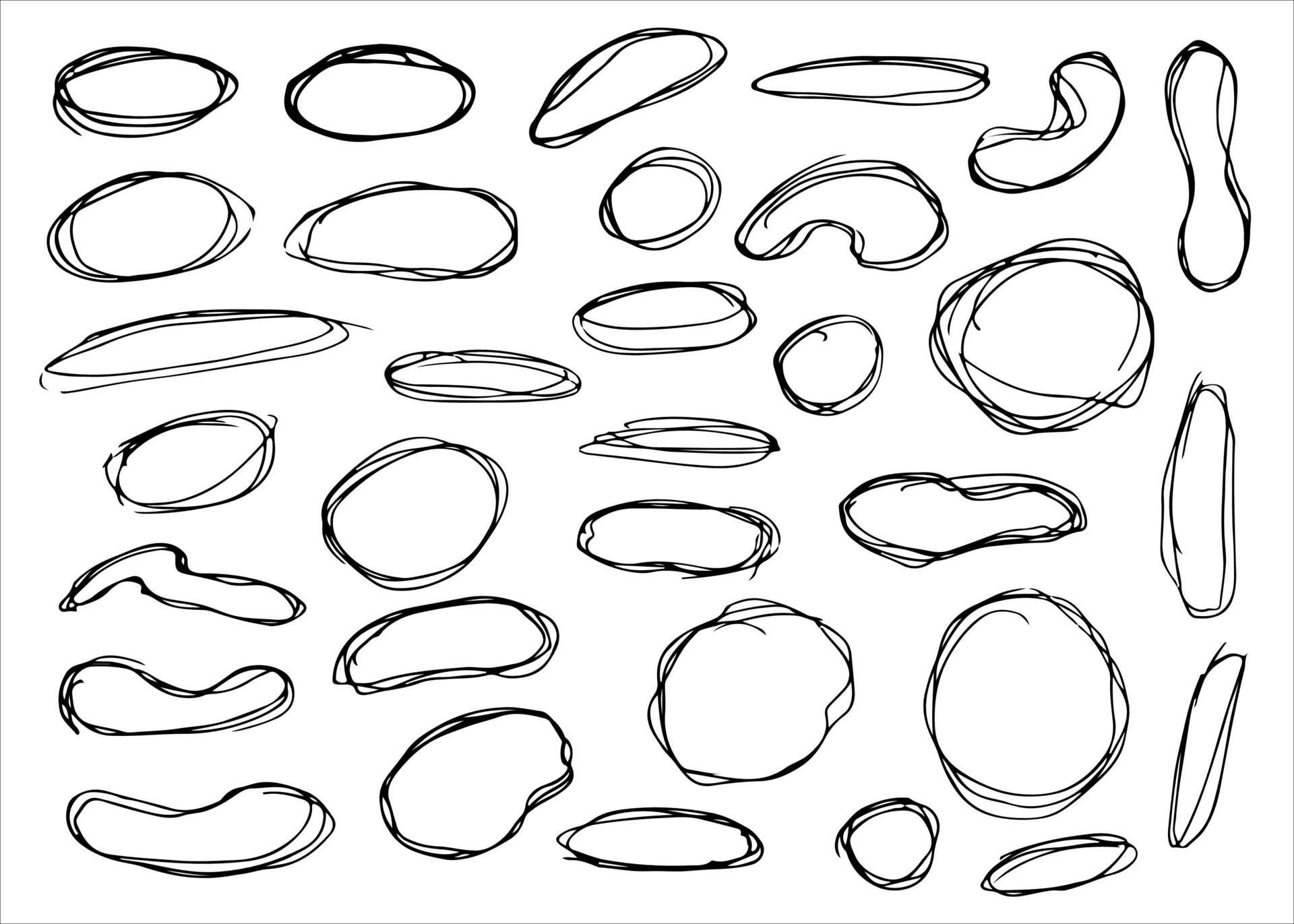 Doodle circle frames set hand drawn collection. Set of doodle ellipses ...