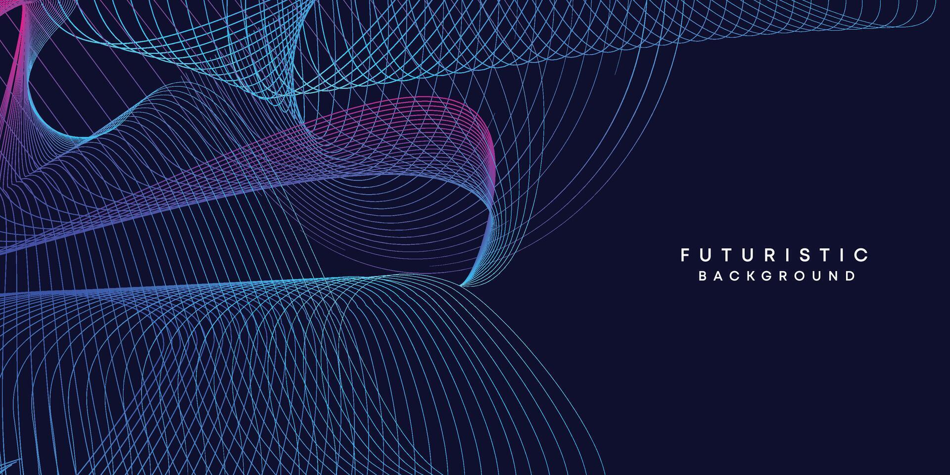 Abstract dark blue digital future technology geometric flowing line background. Purple-navy blue ...