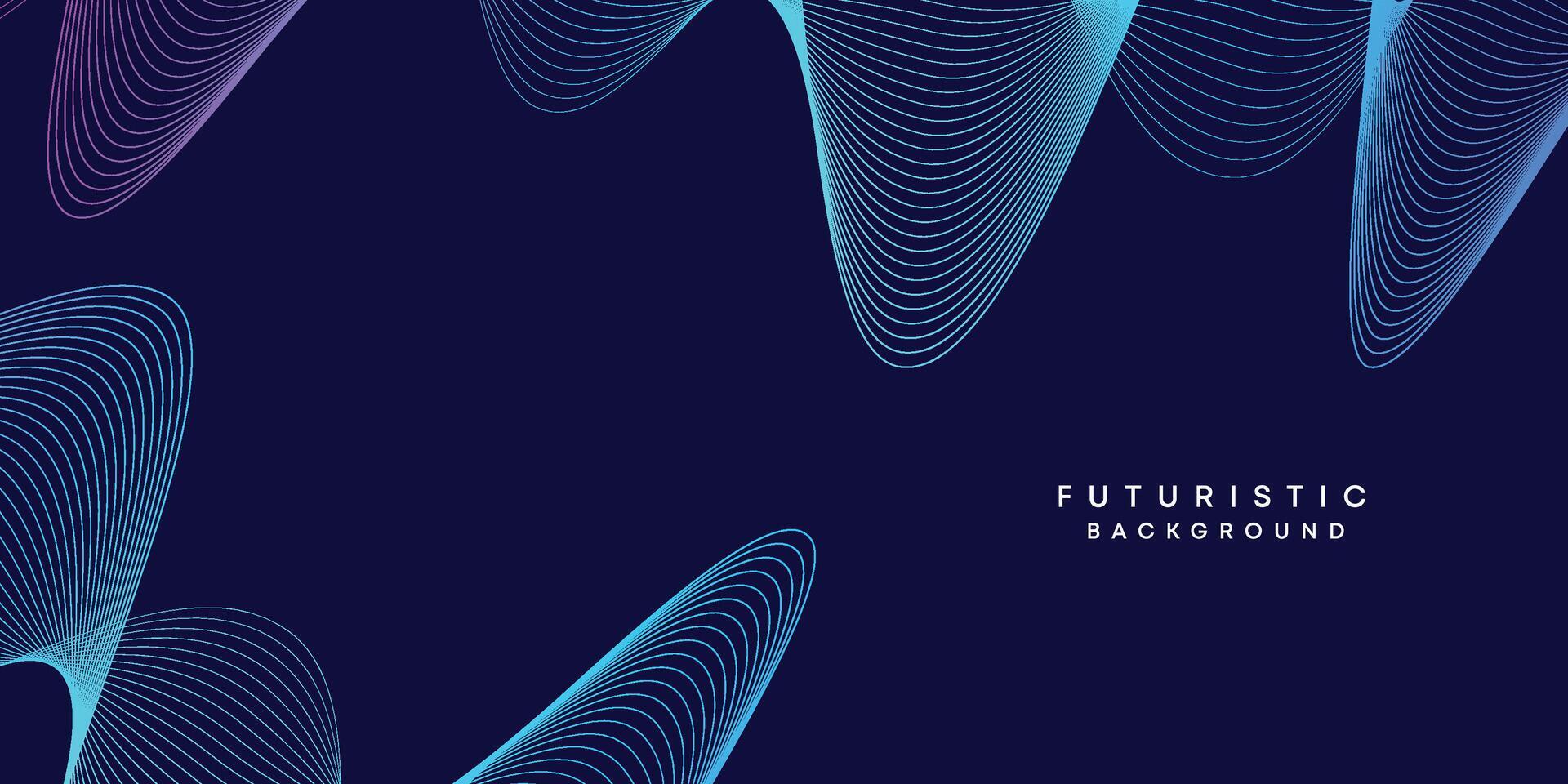 Abstract dark blue digital future technology geometric flowing line background. Purple-navy blue ...