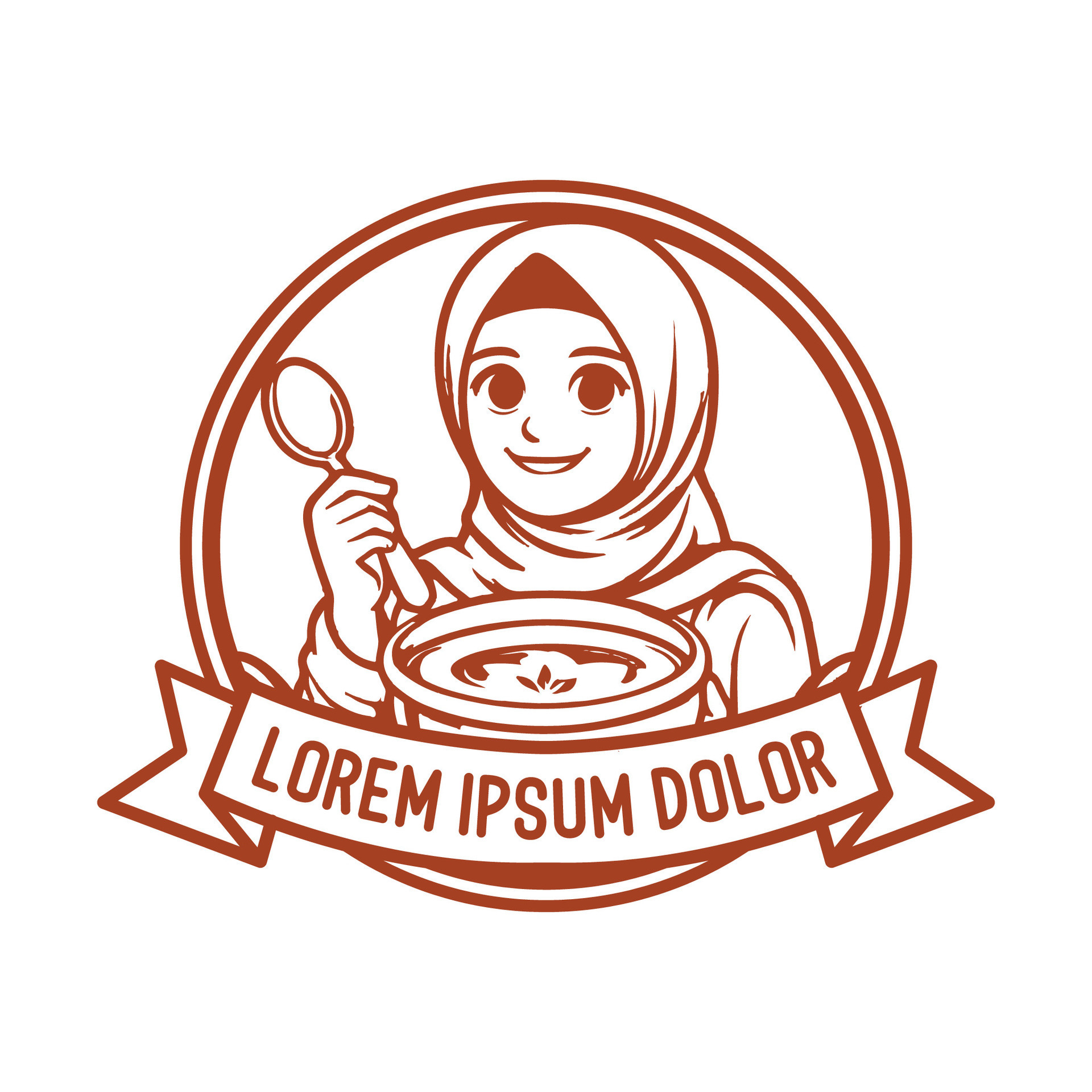 Hijab Muslim Girl Women with Spoon and Mug for Cooking Chef or Catering ...