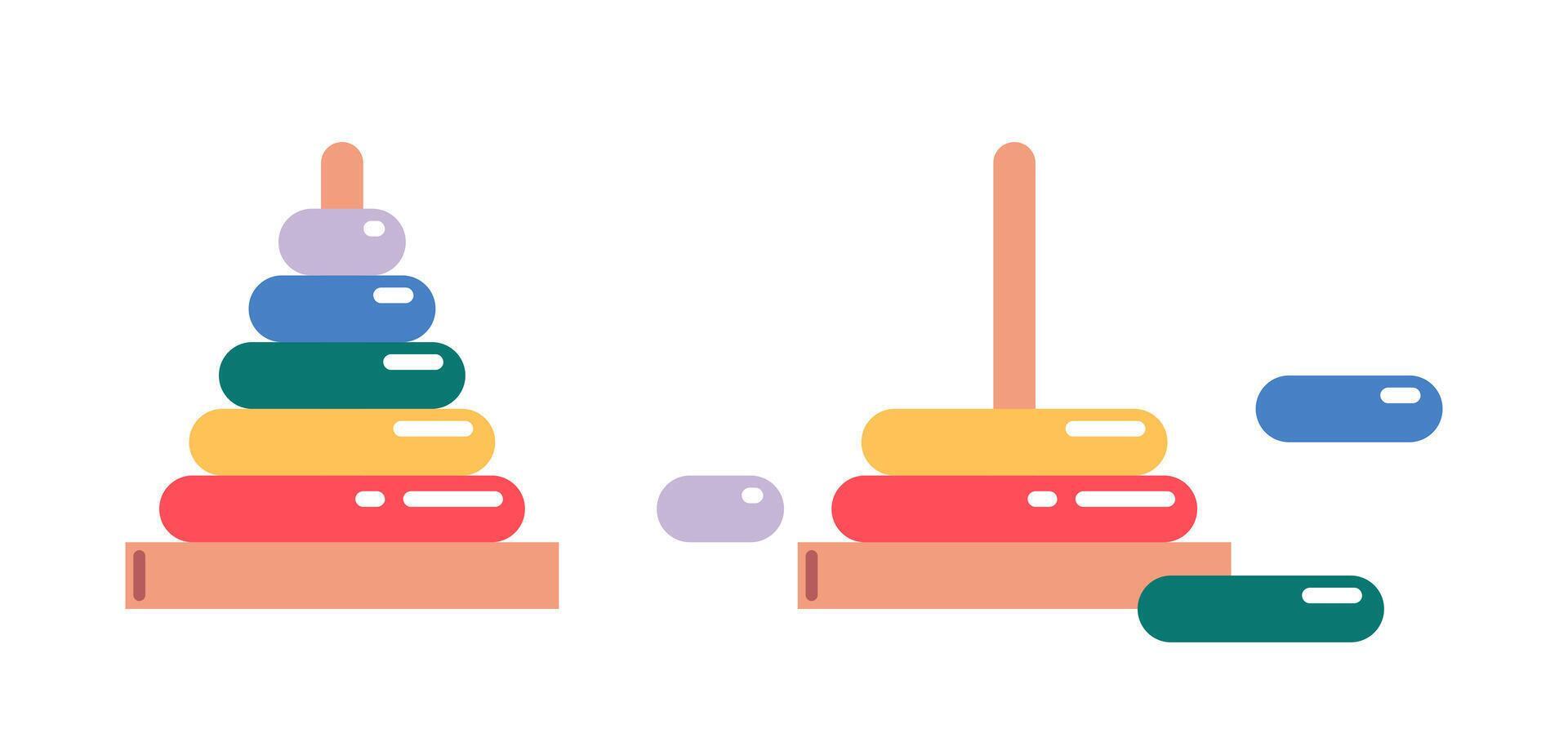 Building stack up ring tower, early child development educational game, kindergarten preschool ...