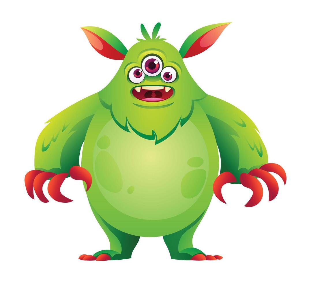Happy Green Monster Cartoon Character Illustration Isolated On White Background 43046703 Vector