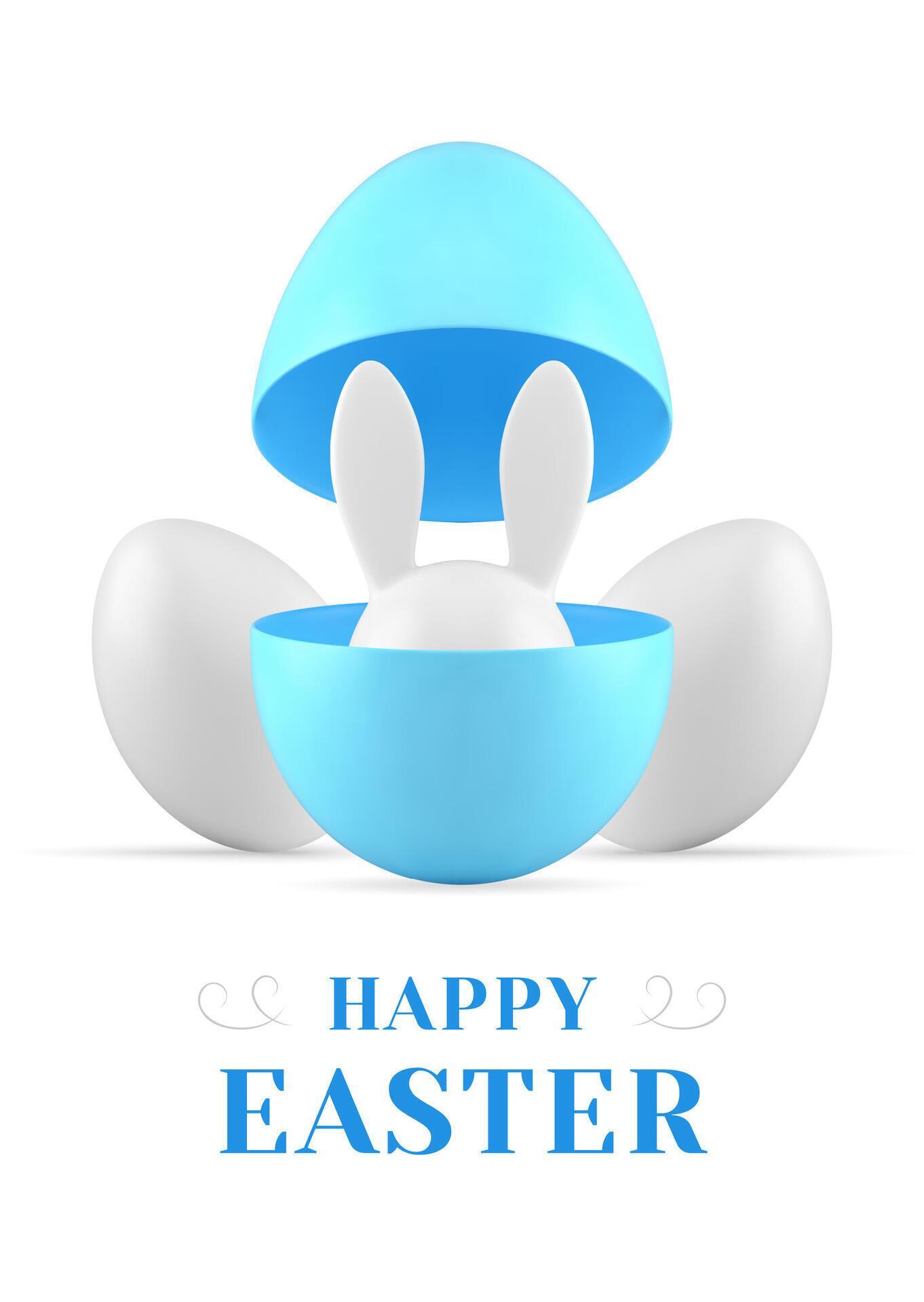 Happy Easter Surprise 3d Greeting Card Bunny Hiding Open Egg Half
