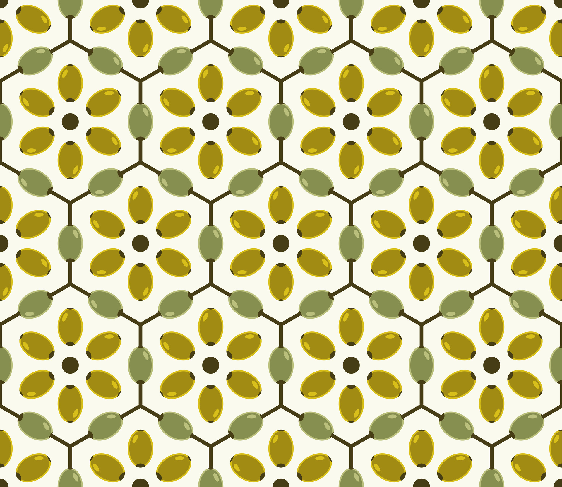 Seamless geometric pattern with green unripe olives in hexagonal grid ... Seamless geometric pattern with green unripe olives in hexagonal grid ...