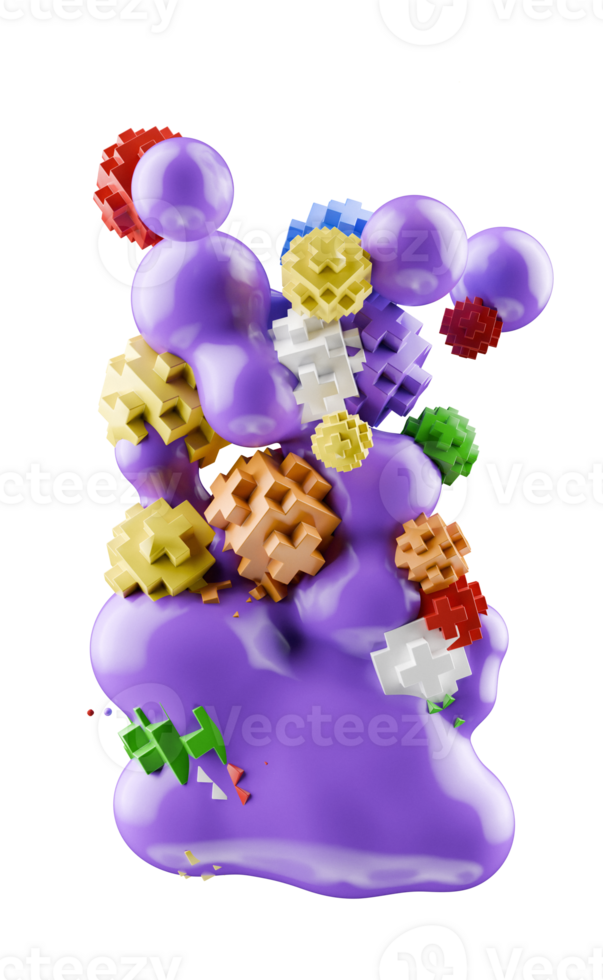 abstract 3d metaball liquid particles on transparent background 43062854 PNG