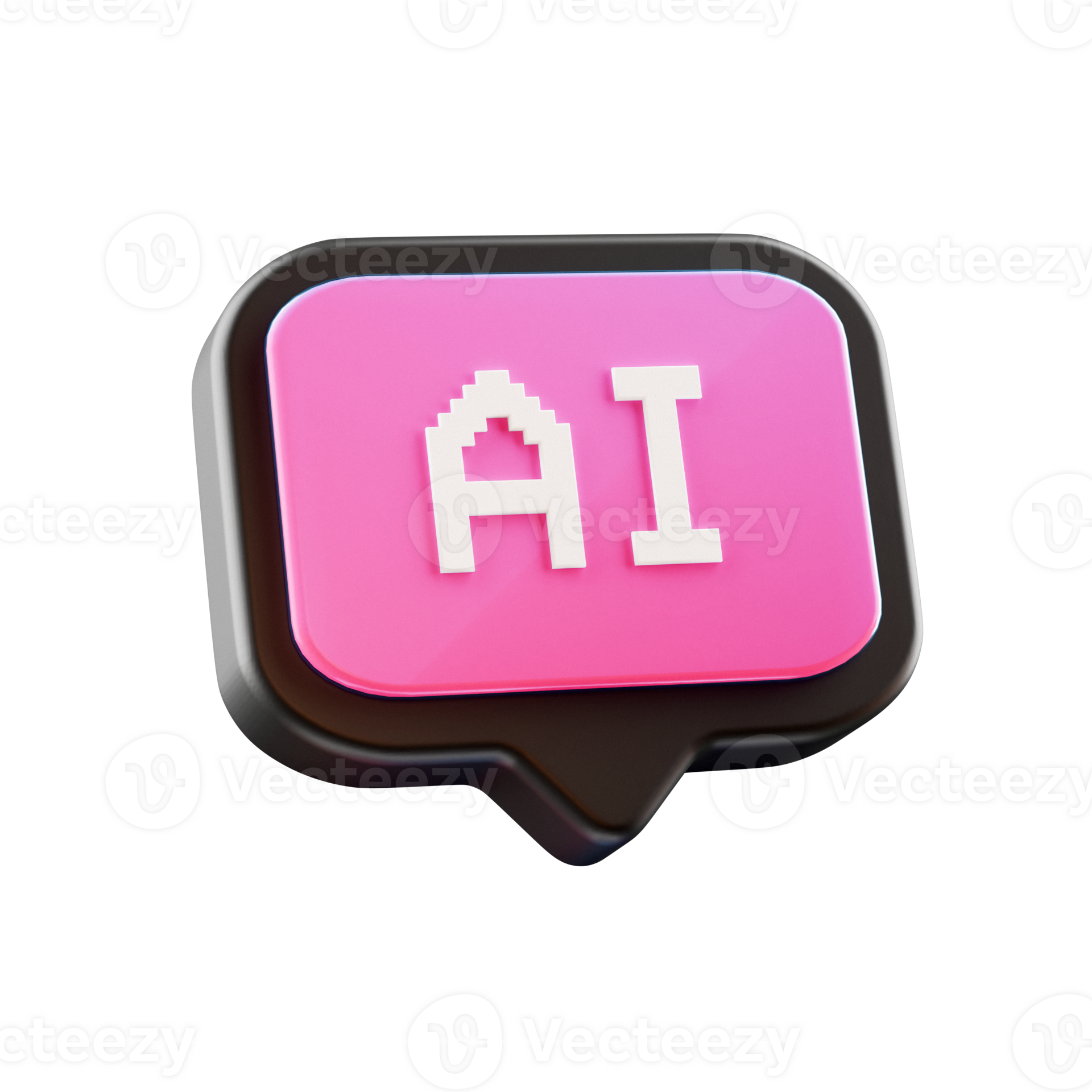 3d speech bubble object with AI text, on transparent background ...