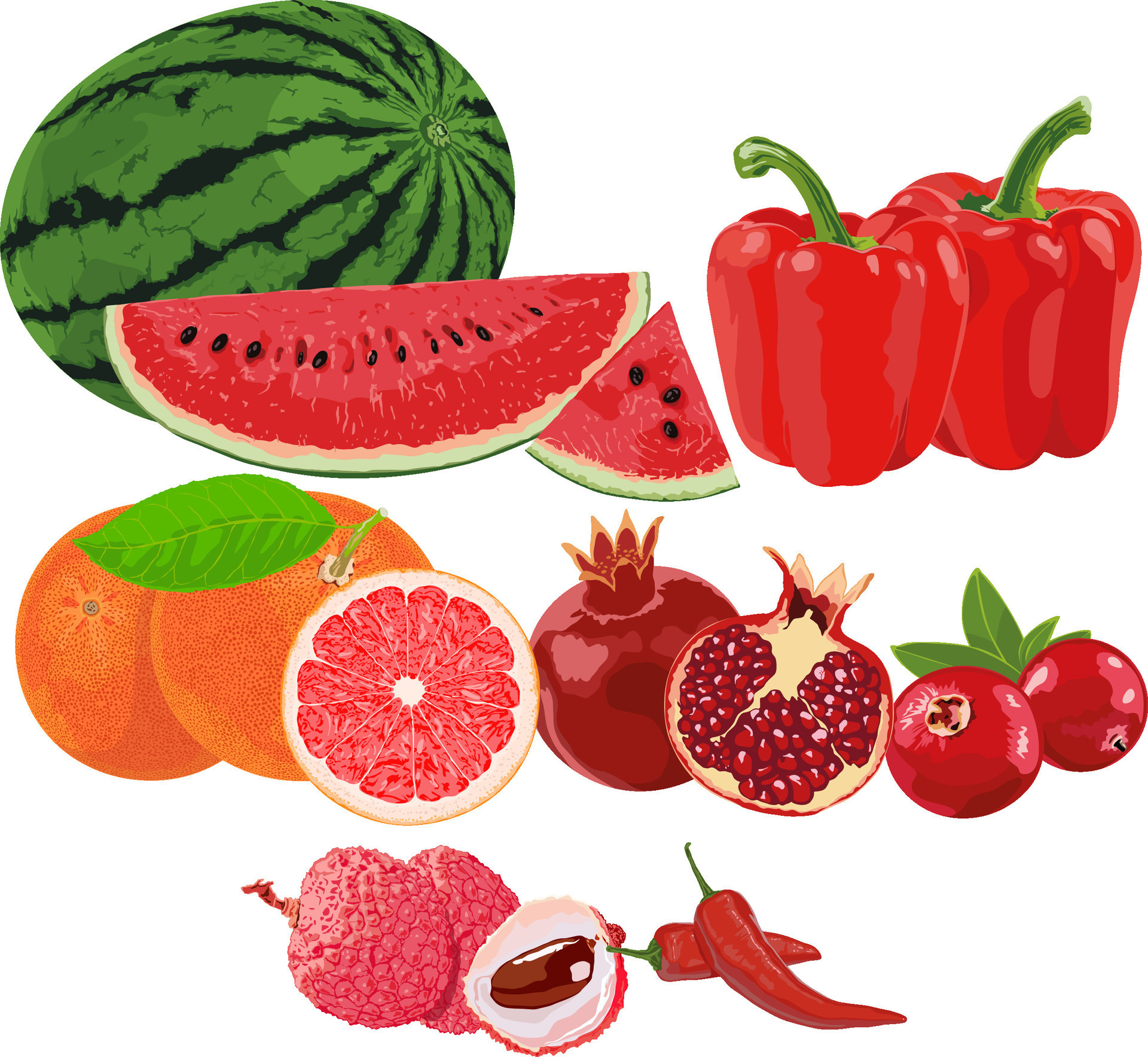 rojo frutas y vegetales conjunto 1 43071499 Vector en Vecteezy