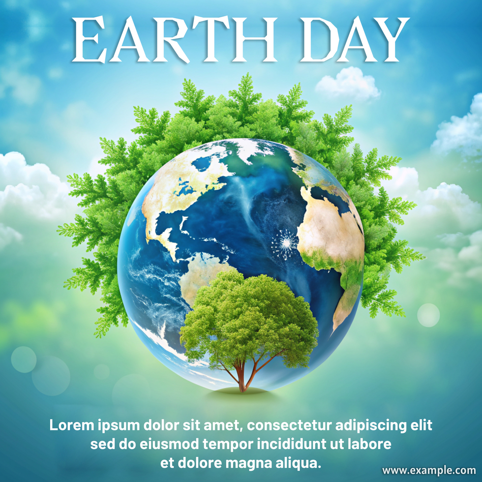 Earth Day poster with a globe and a tree 43102681 PSD