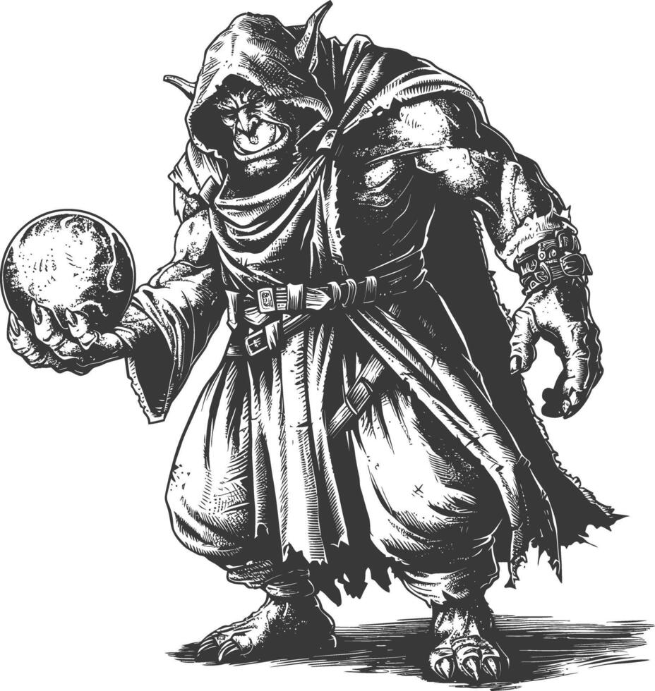 ogre mage or necromancer with magical orb images using Old engraving style 43112635 Vector Art ...