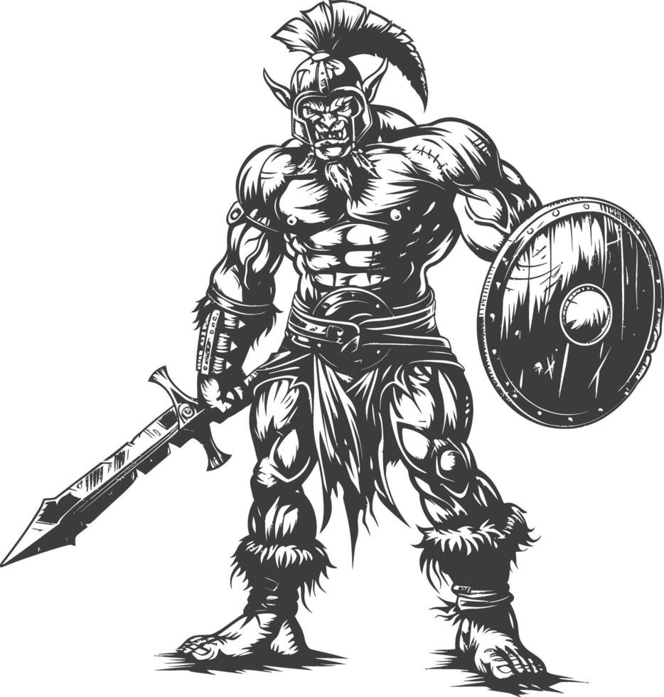 Orc Warrior Full Body Images Using Old Engraving Style 43118890 Vector Art At Vecteezy