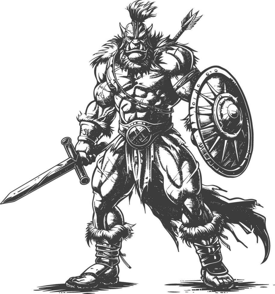 Orc Warrior Full Body Images Using Old Engraving Style 43118912 Vector Art At Vecteezy