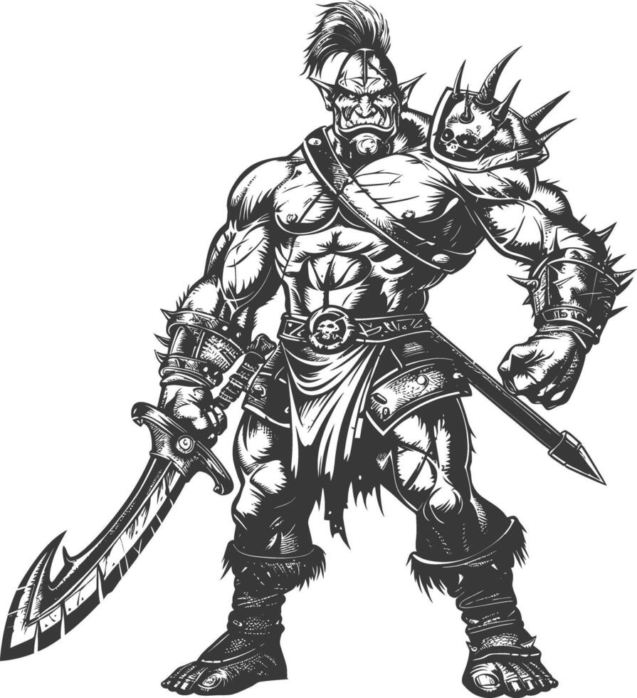 Orc Warrior Full Body Images Using Old Engraving Style 43119220 Vector Art At Vecteezy