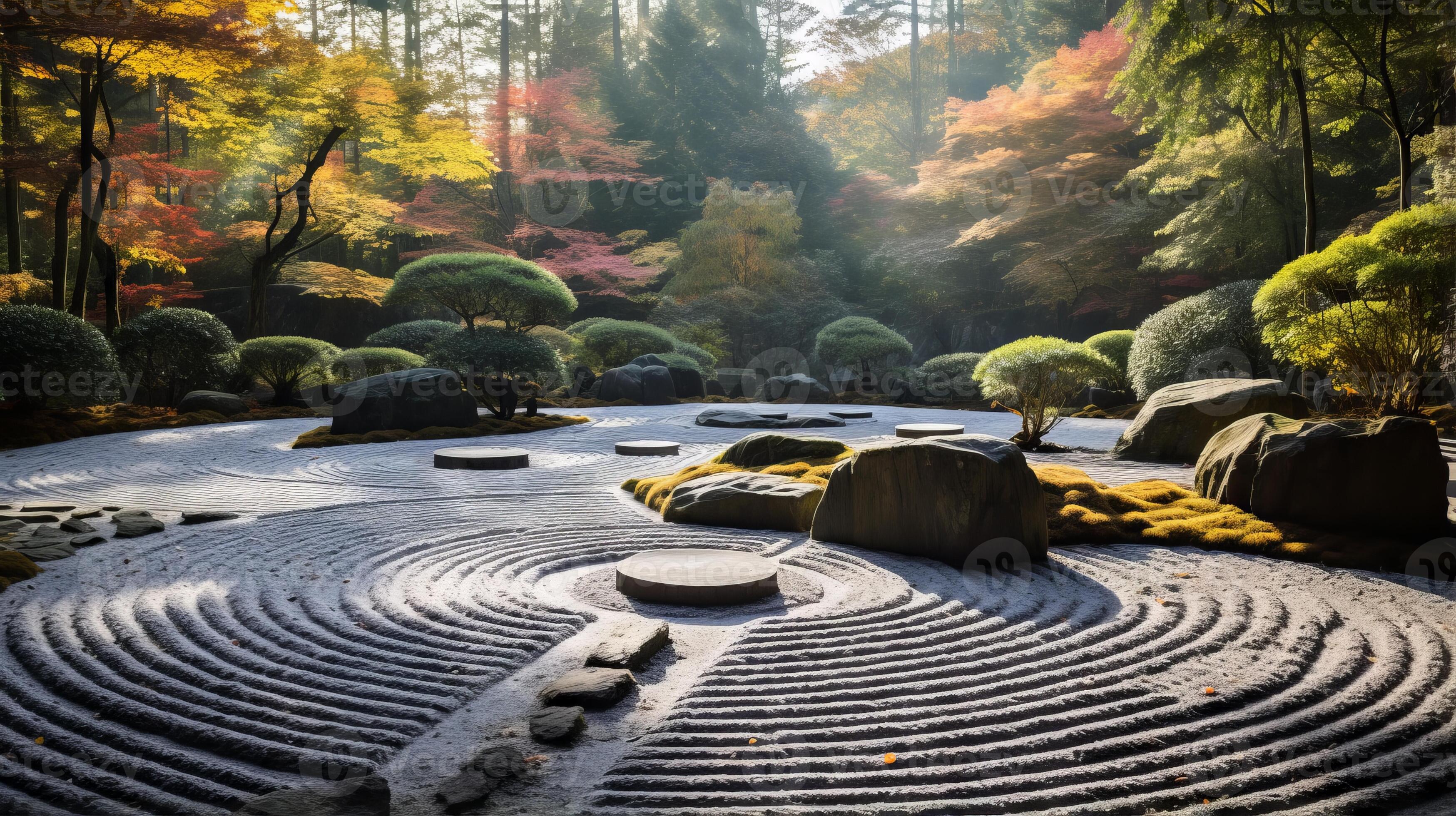 AI generated A zen garden with patterns that encourage reflection and ...