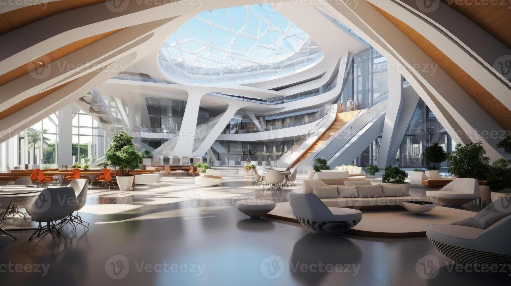 AI generated Innovative architectural design in a technology center ...