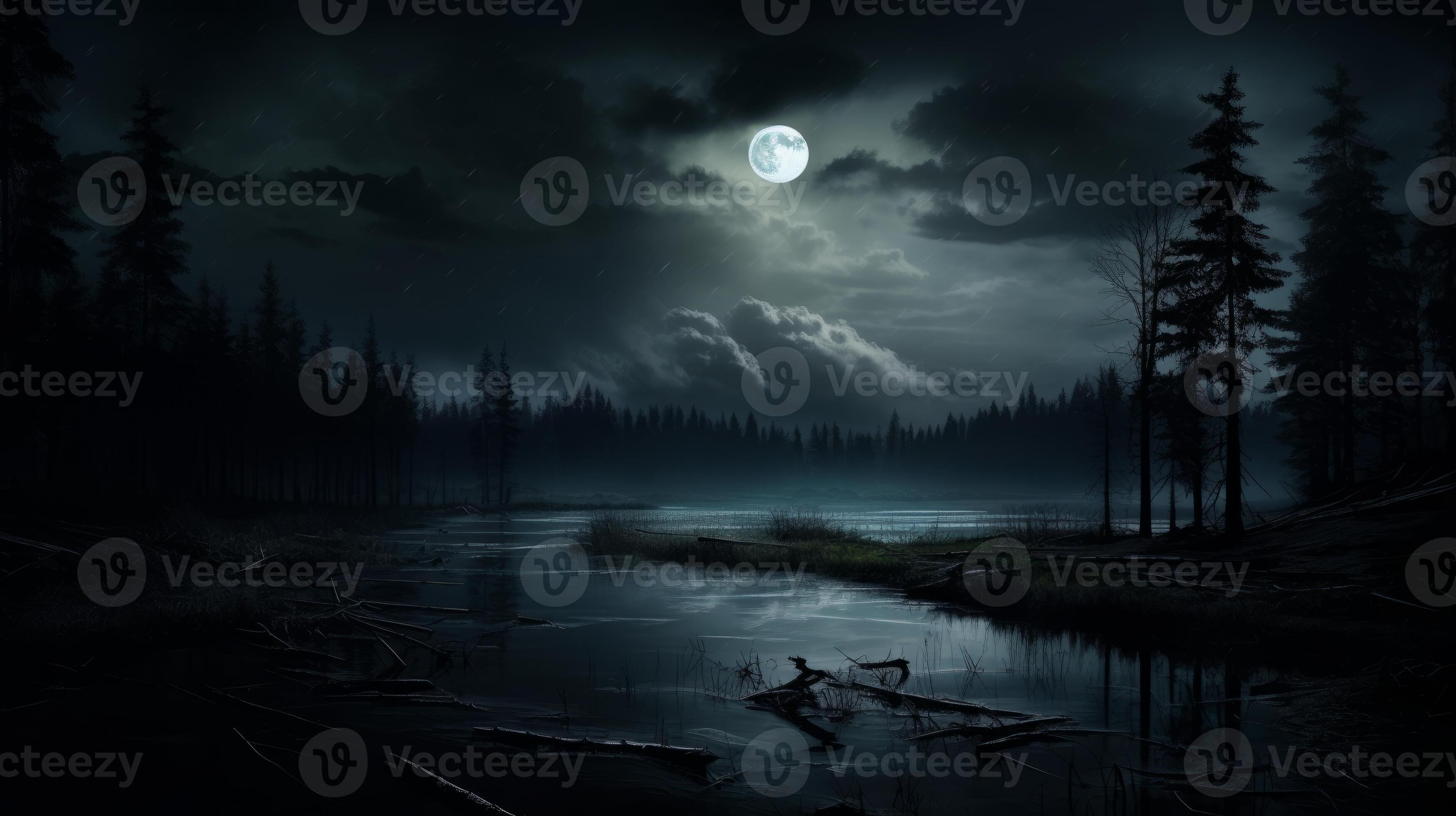 AI generated Moody and mysterious moonlit night. Generative AI 43165057 Stock Photo at Vecteezy