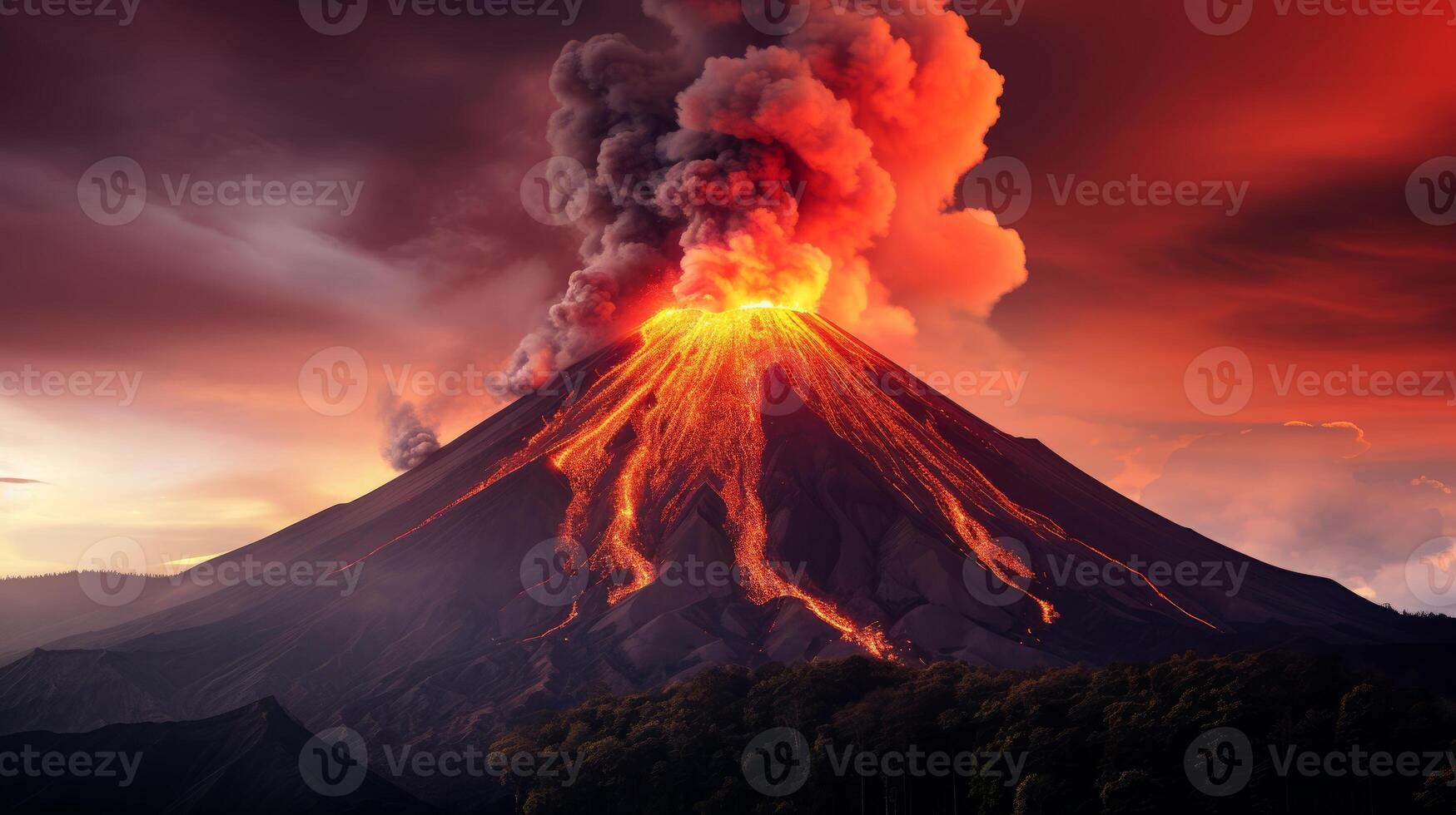 AI generated The fiery hues of a volcanic eruption. Generative AI ...