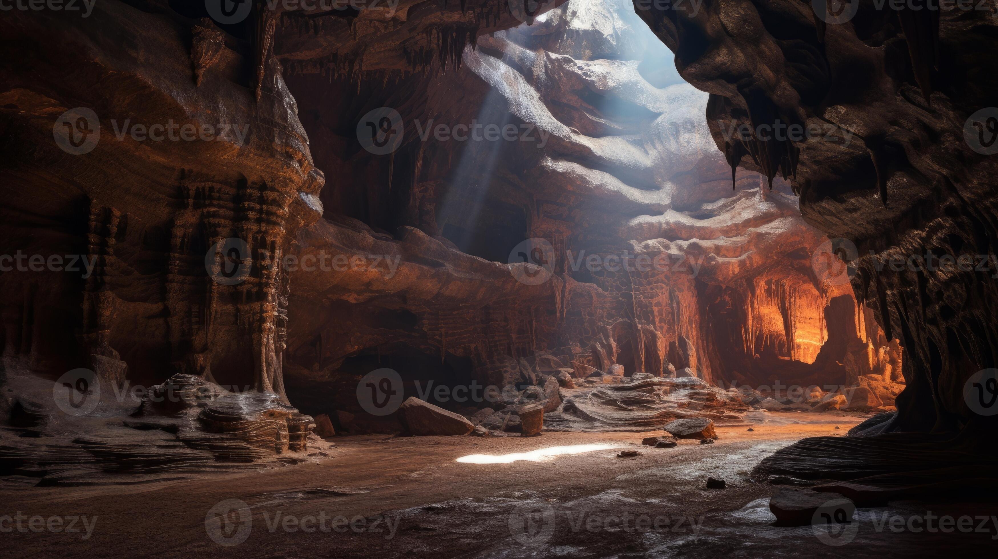 AI generated The otherworldly beauty of an underground cave system ...