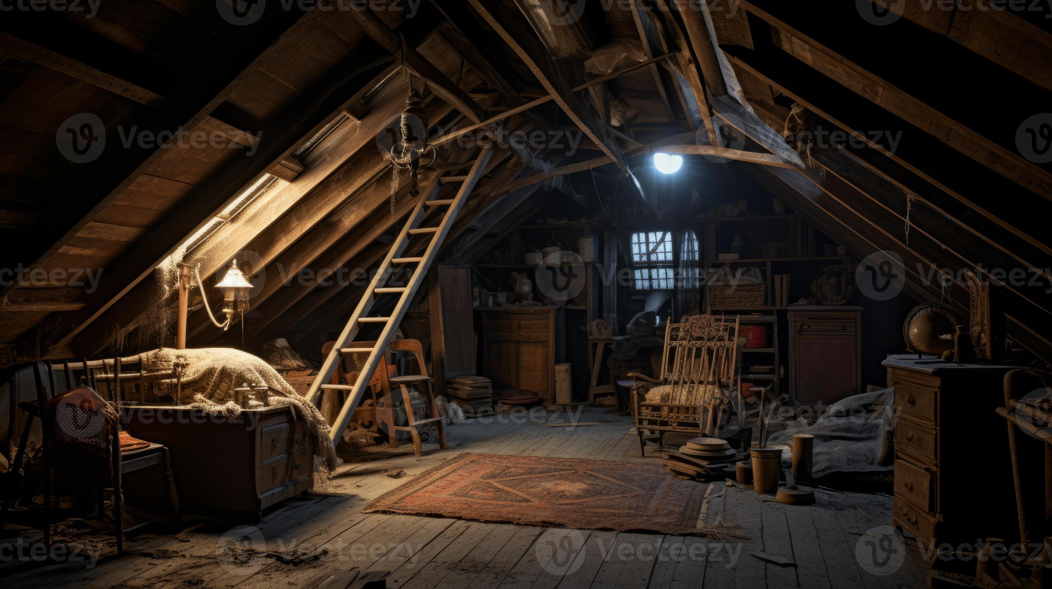 AI generated A haunted attic with cobwebs and old furniture. Generative AI 43166586 Stock Photo ...