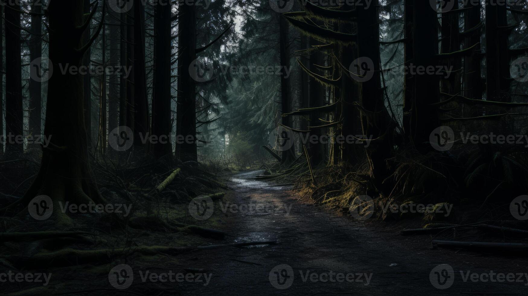AI generated A haunted forest path with ominous shadows. Generative AI 43166599 Stock Photo at ...
