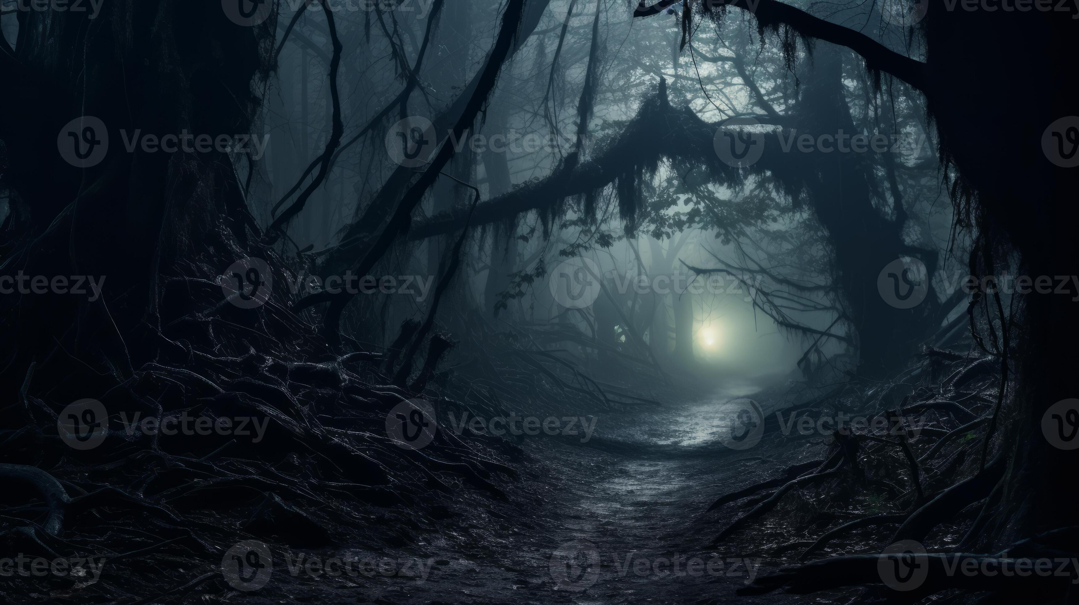 AI generated A haunted forest path with ghostly apparitions. Generative AI 43166601 Stock Photo ...