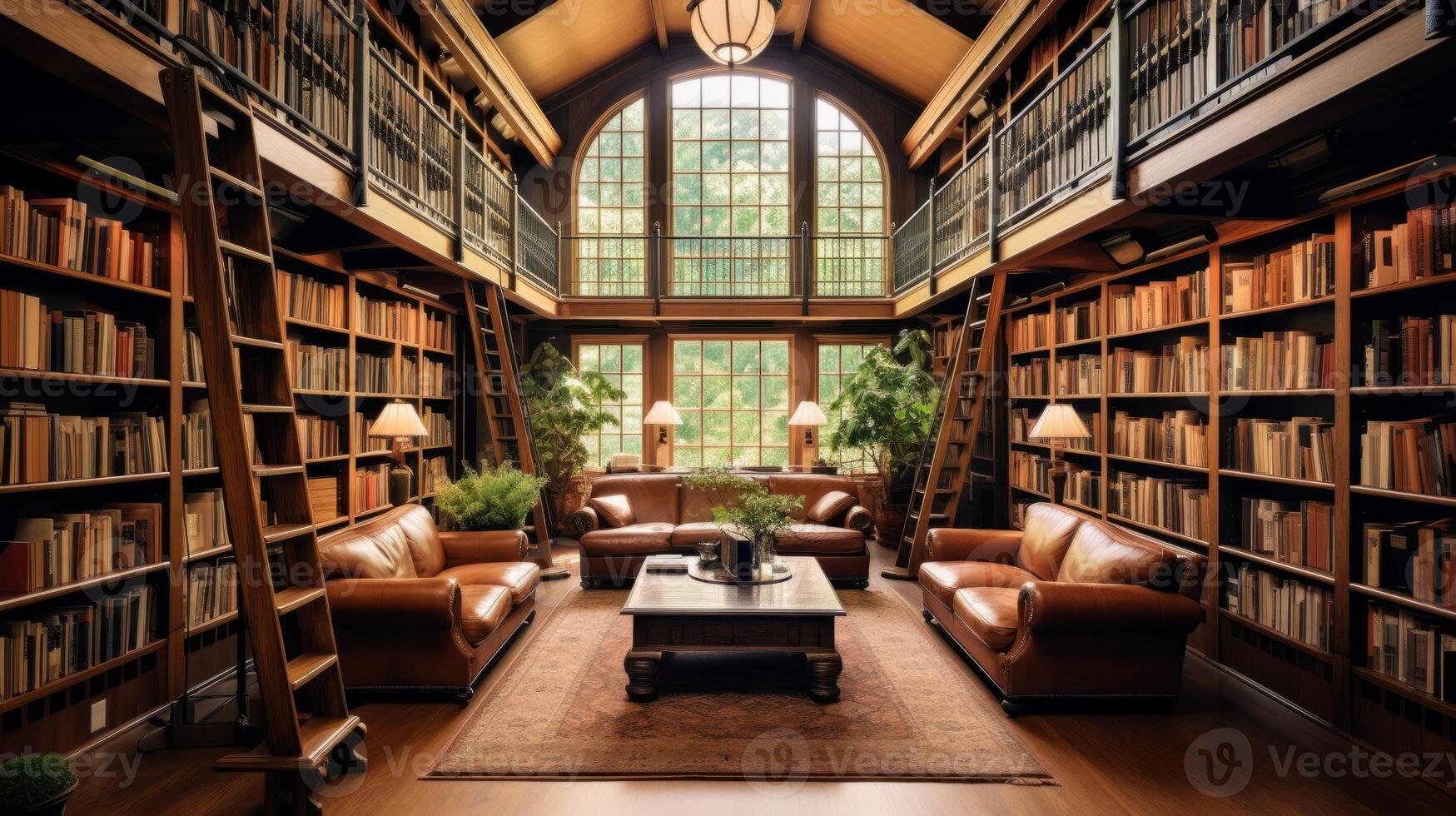 AI generated A library interior with floortoceiling bookshelves. Generative AI 43166677 Stock ...