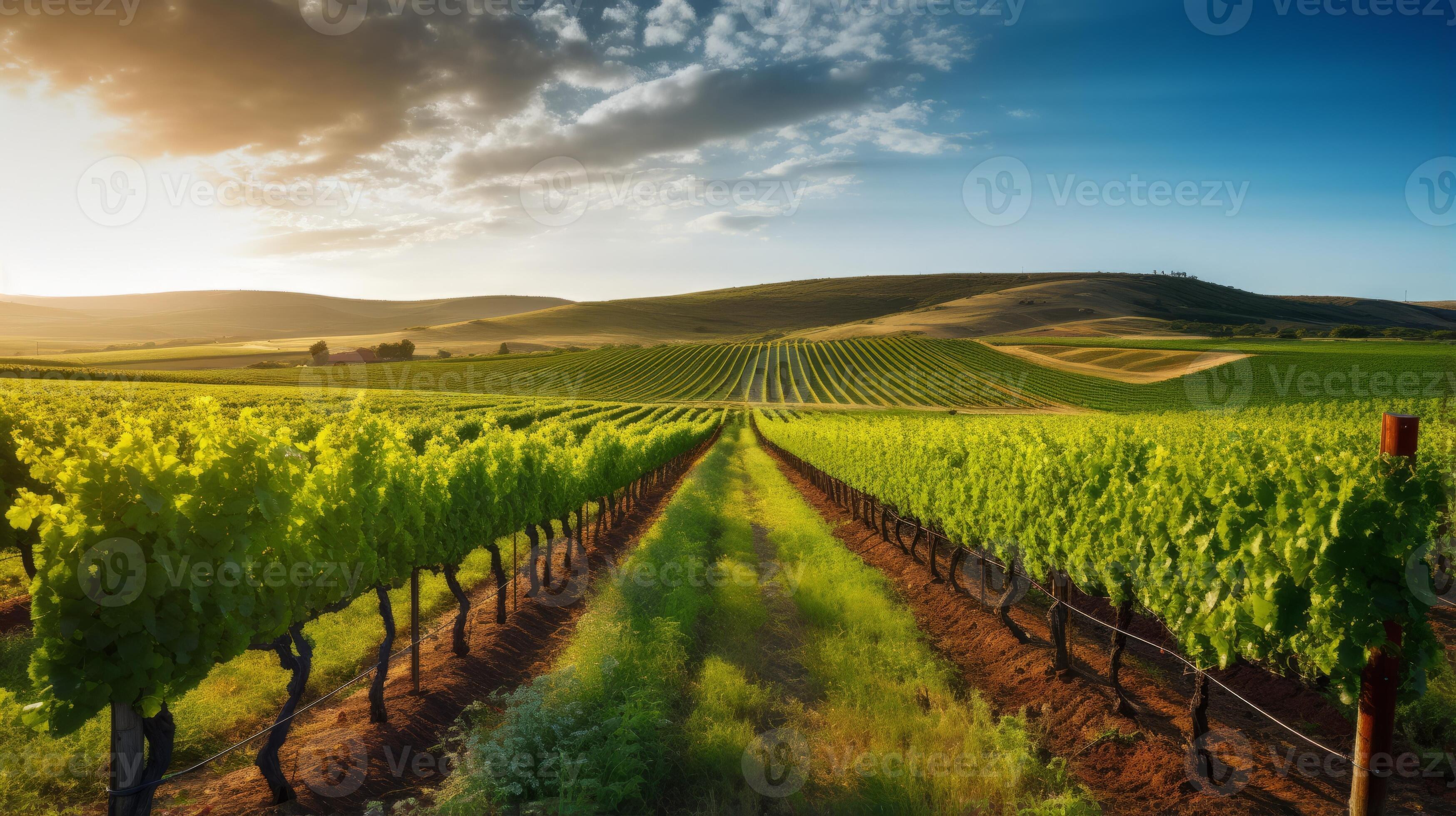 AI generated A picturesque vineyard with rows of grapevines. Generative AI 43166940 Stock Photo ...