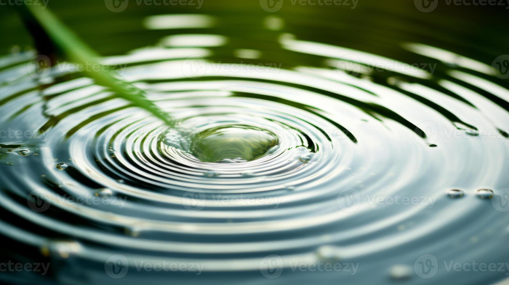 AI generated Hyper zoom of a raindrop creating ripples on a pond. Generative AI 43168640 Stock ...