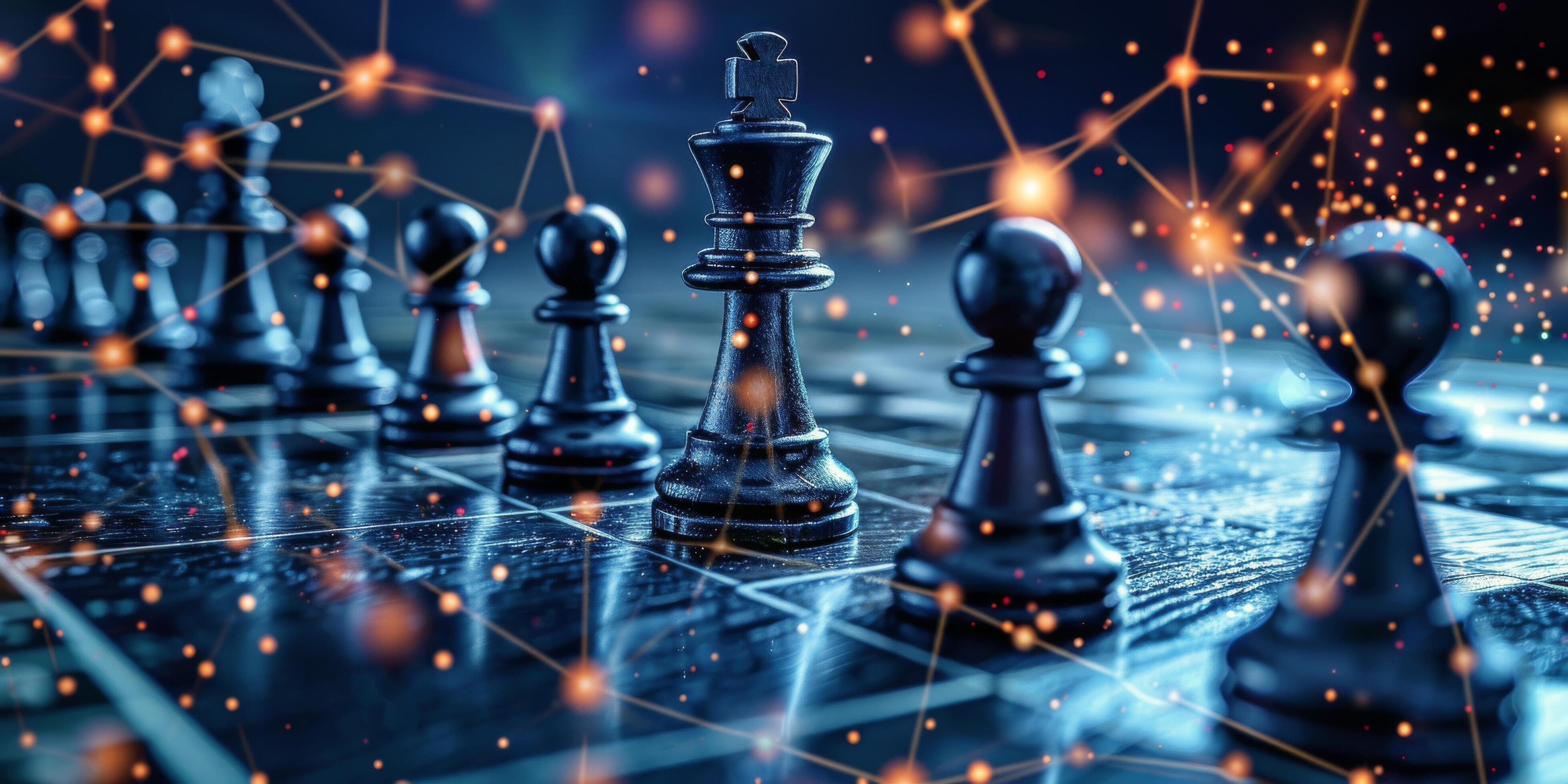 AI generated Glowing Chess Pieces on Chess Board 43169465 Stock Photo at Vecteezy