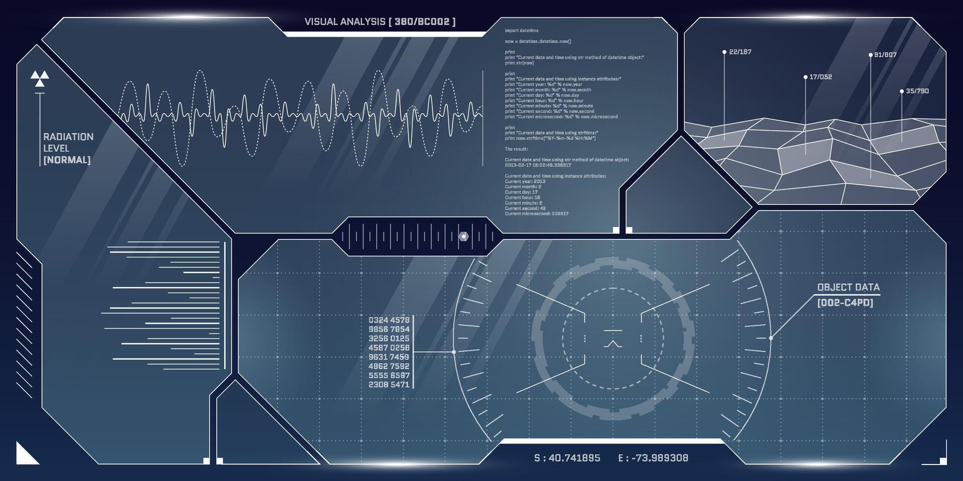 VR HUD futuristic control panel. Technology head up display target and UI screen. GUI Digital ...